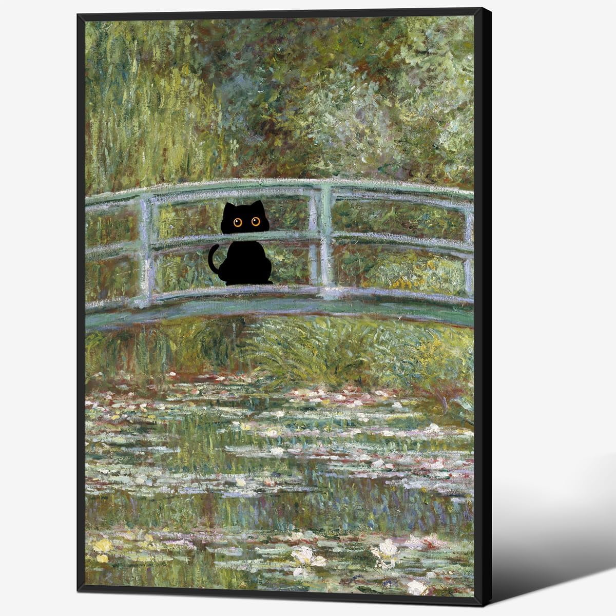 ASPORIC Monet Water Lily Cat Poster Vintage Black Cat Wall Art Funny ...