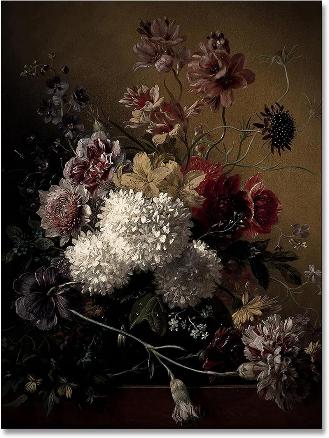 ASPORIC Moody Decor Vintage Botanical Flower Wall Art Victorian Gothic ...