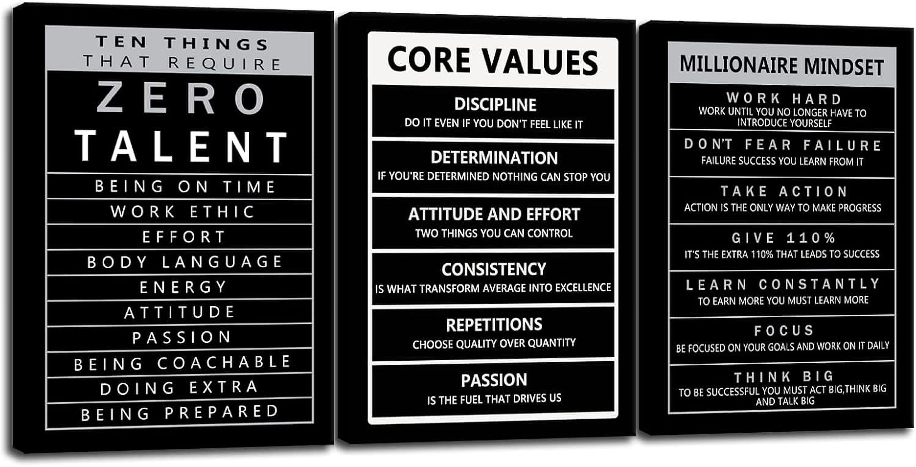 ASPORIC Motivational 3 Pieces Core Values Poster Inspirational Canvas ...
