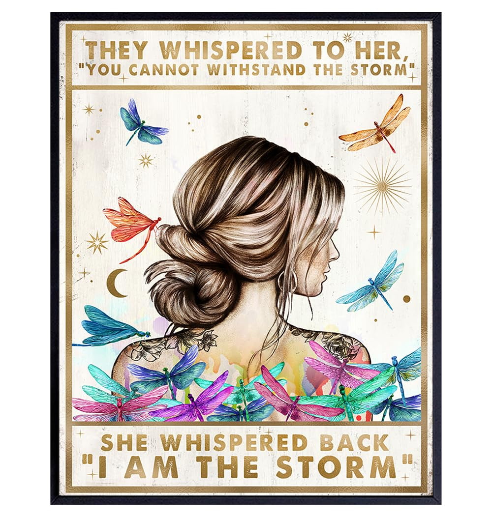 ASPORIC Motivational Boho Wall Art LARGE She Whispered Back I Am The ...