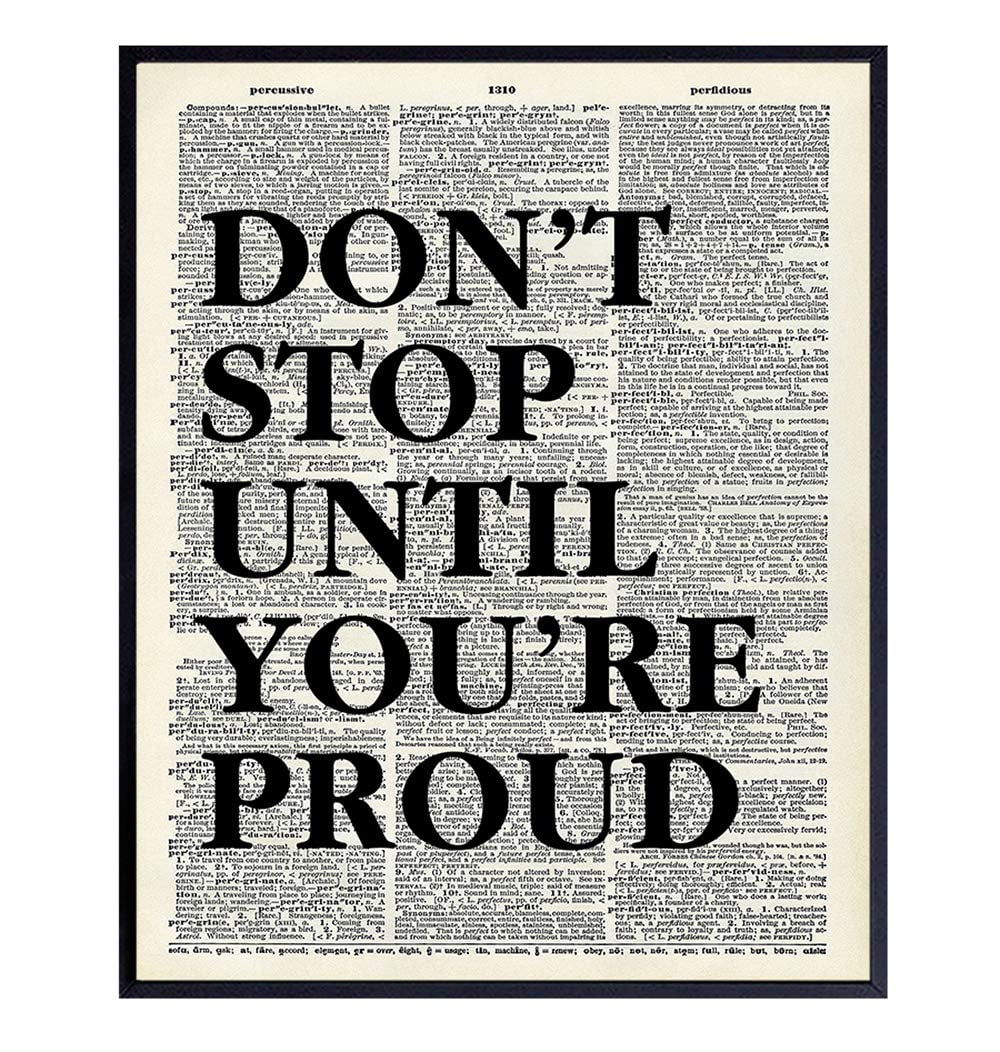 ASPORIC Motivational Don't Stop Dictionary Art, Wall Decor Picture ...