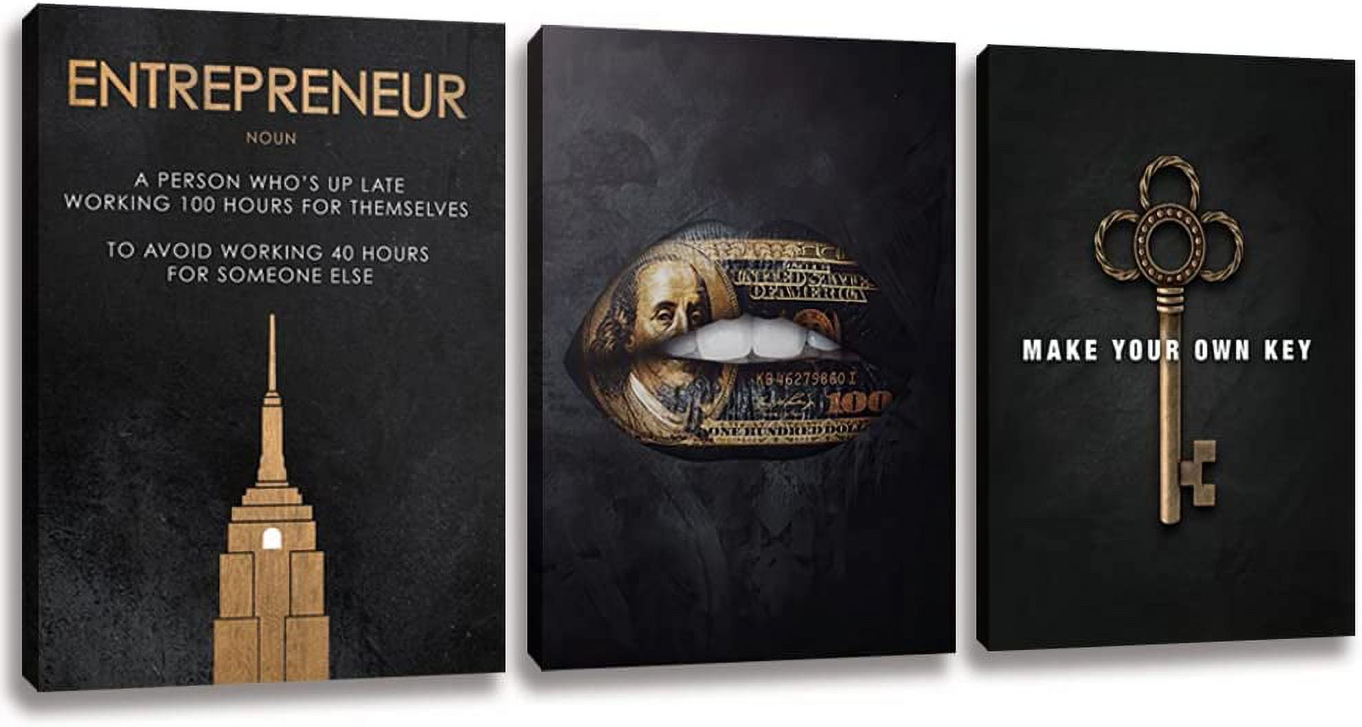 ASPORIC Motivational Wall Art Canvas Hustle Poster Office Wall Art Inspirational Canvas Wall ...