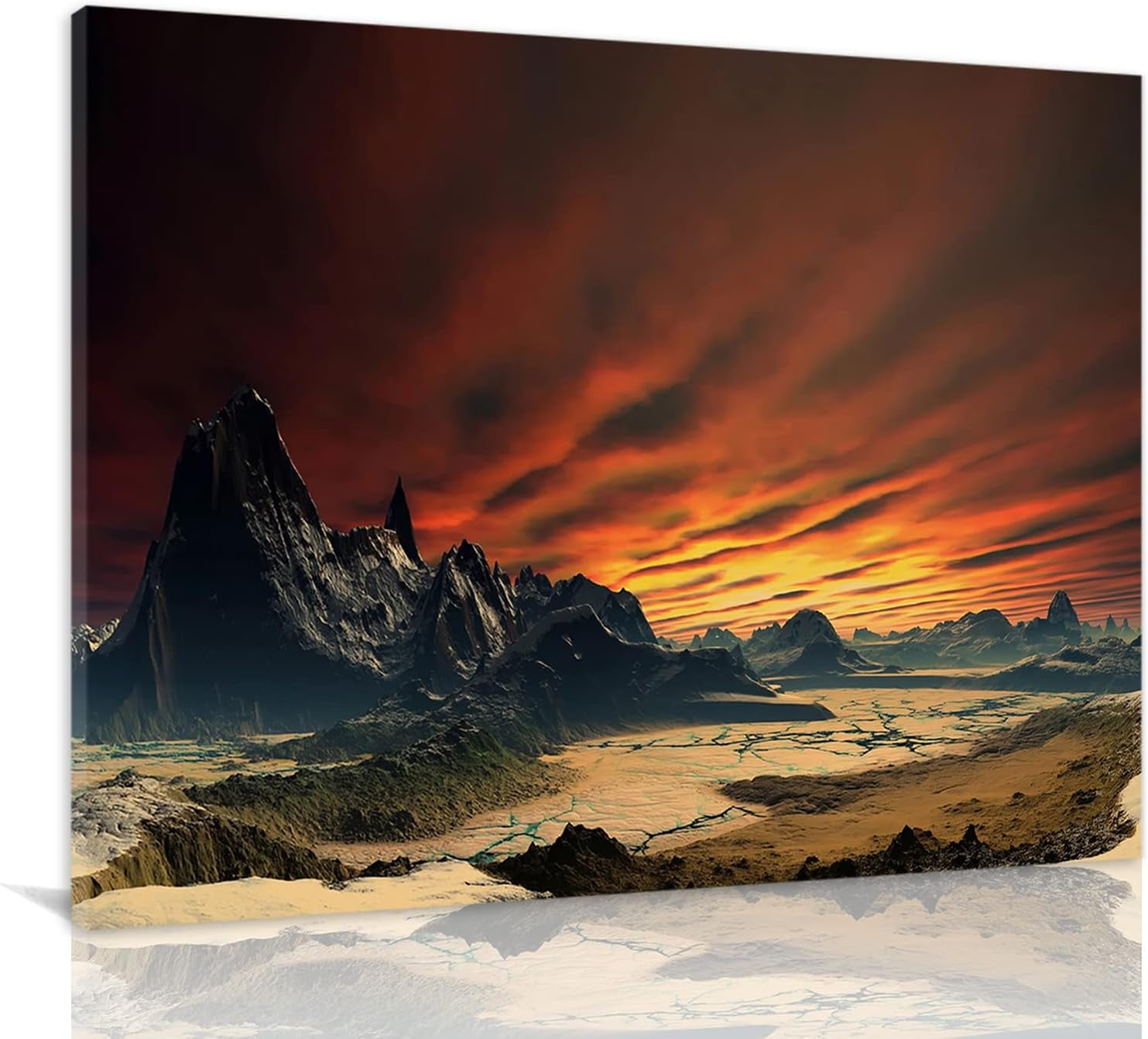 ASPORIC Mountain And Desert Over The Red Sky Canvas Painting Modern ...