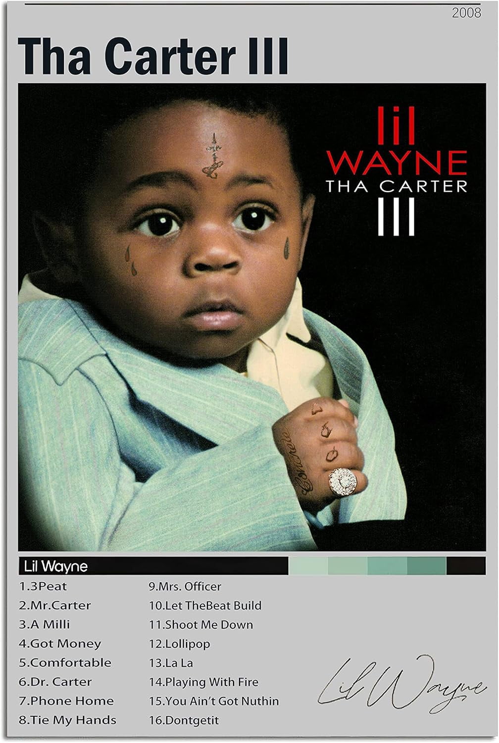 ASPORIC Music Poster Tha Carter III Album Cover Art Wall Canvas ...
