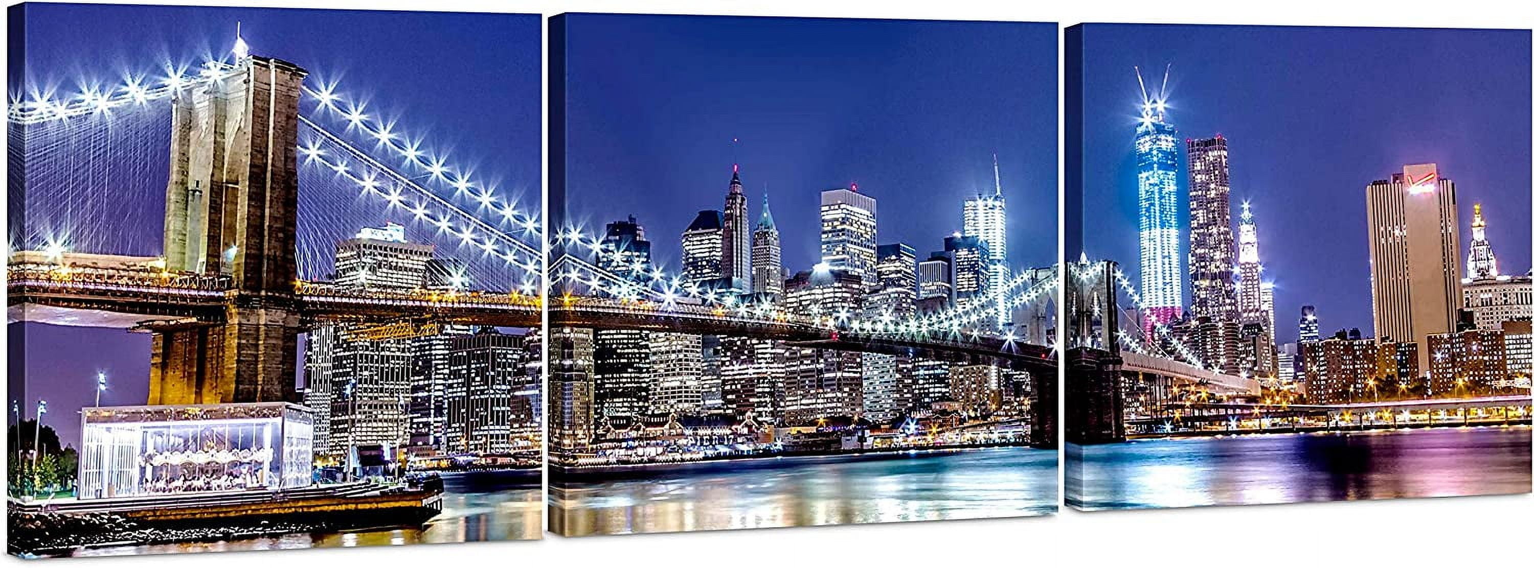 ASPORIC NYC Skyline Wall Art - Large New York City Wall Art Decor 24x72 ...