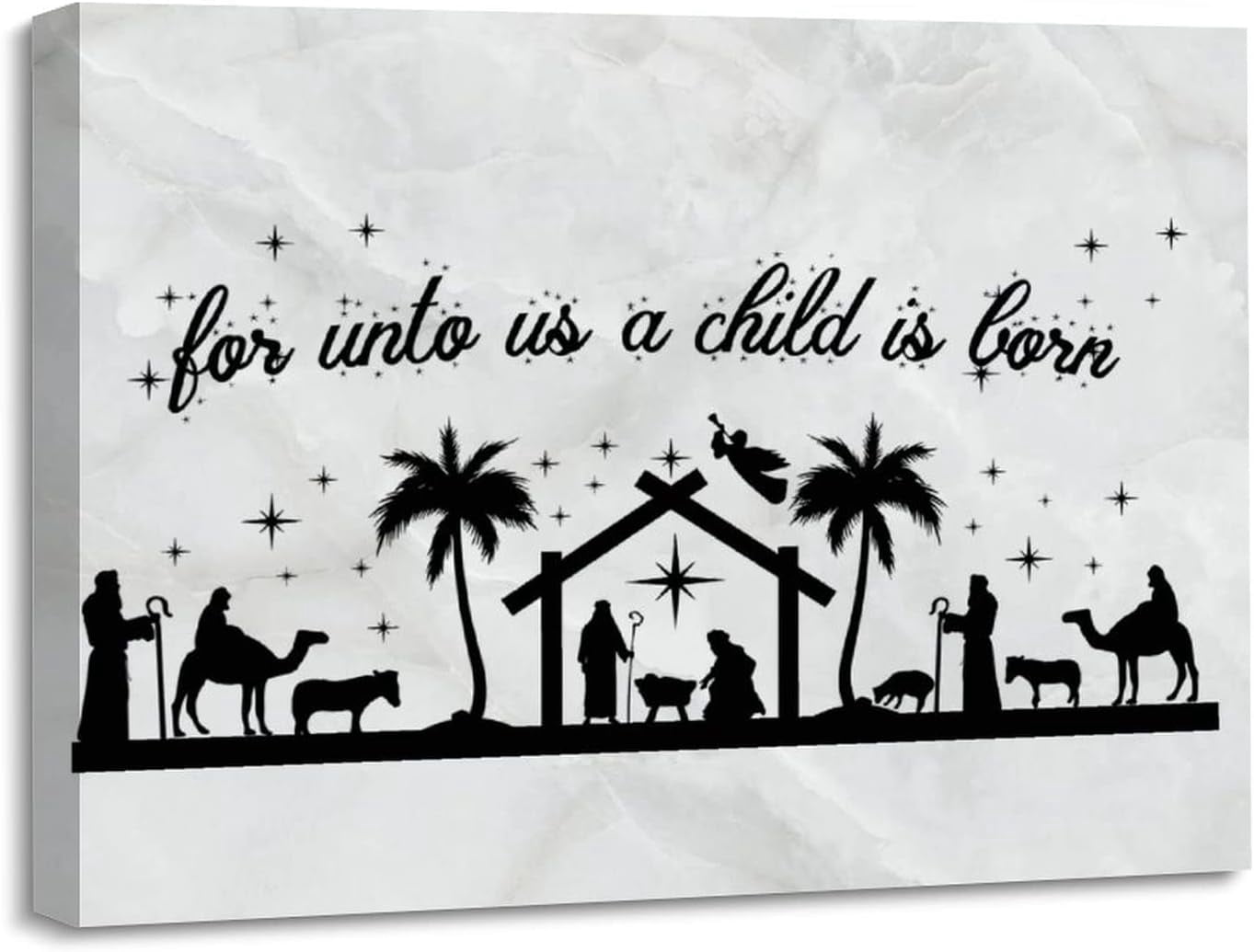 ASPORIC Nativity Scene Canvas Prints Merry Christmas Wall Art Oil ...