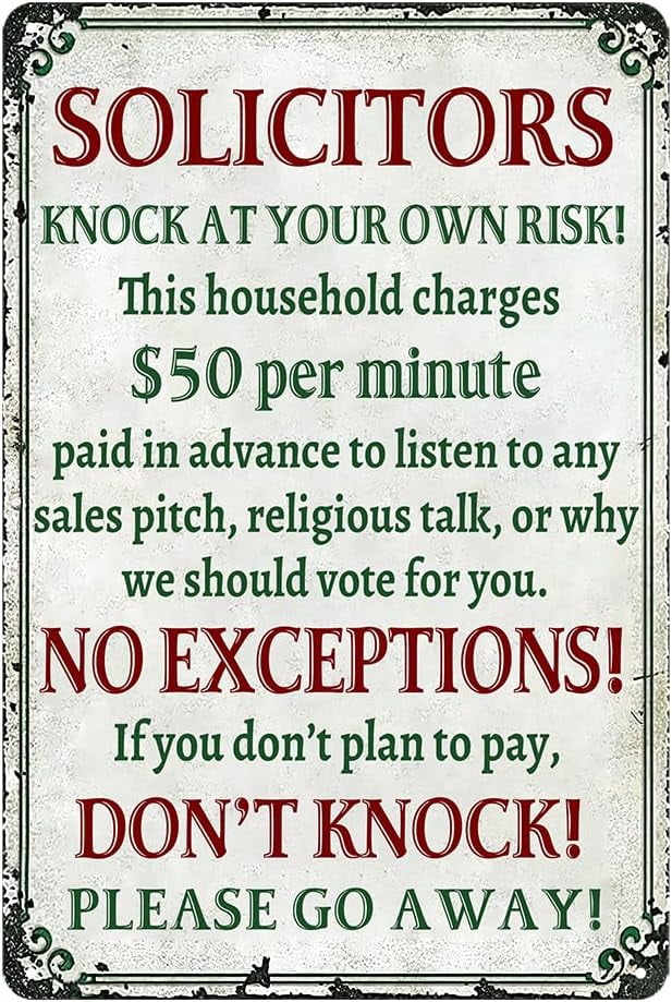 ASPORIC No Soliciting Sign for House Funny Go Away Signs for Front Door ...