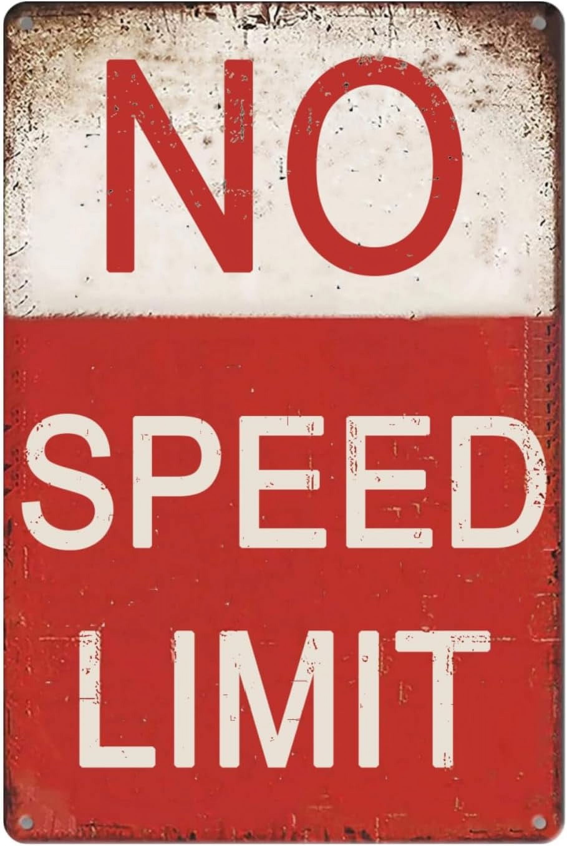 ASPORIC No Speed Limit Sign Vintage Tin Sign No Speed Limit Street Road ...