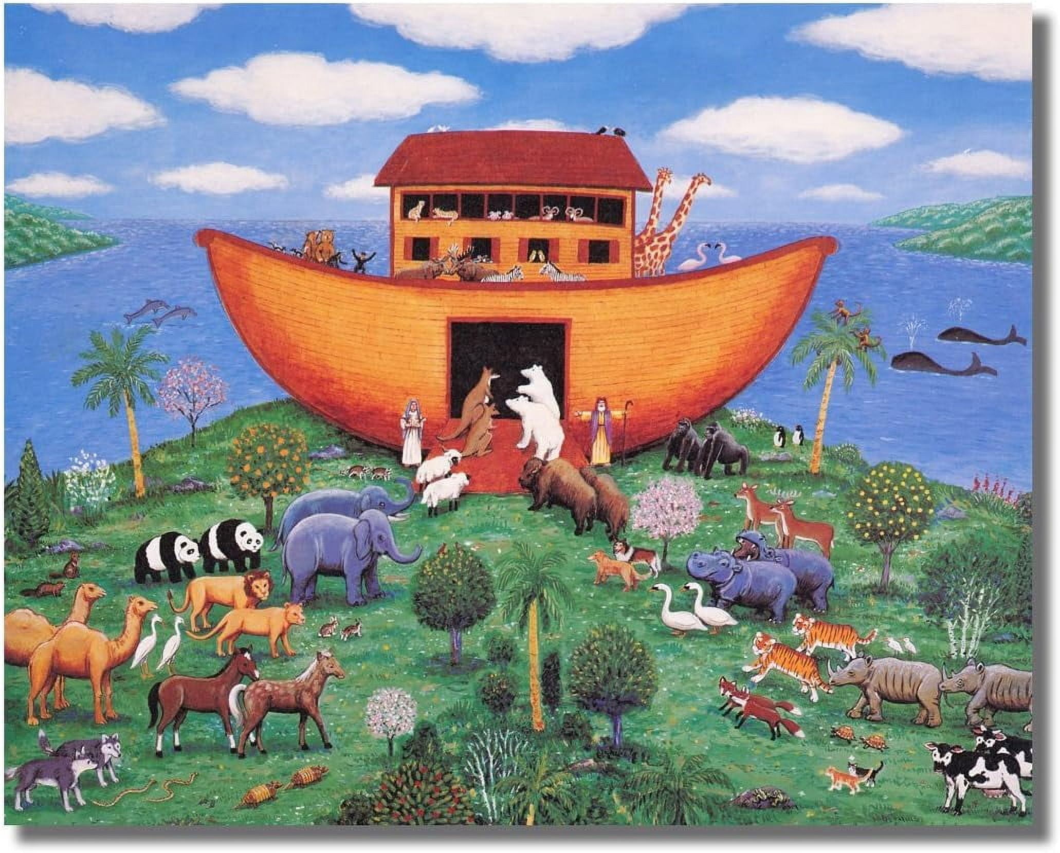 ASPORIC Noah's Ark & Animal Pairs Kids Room Bible Story Art Print Great ...