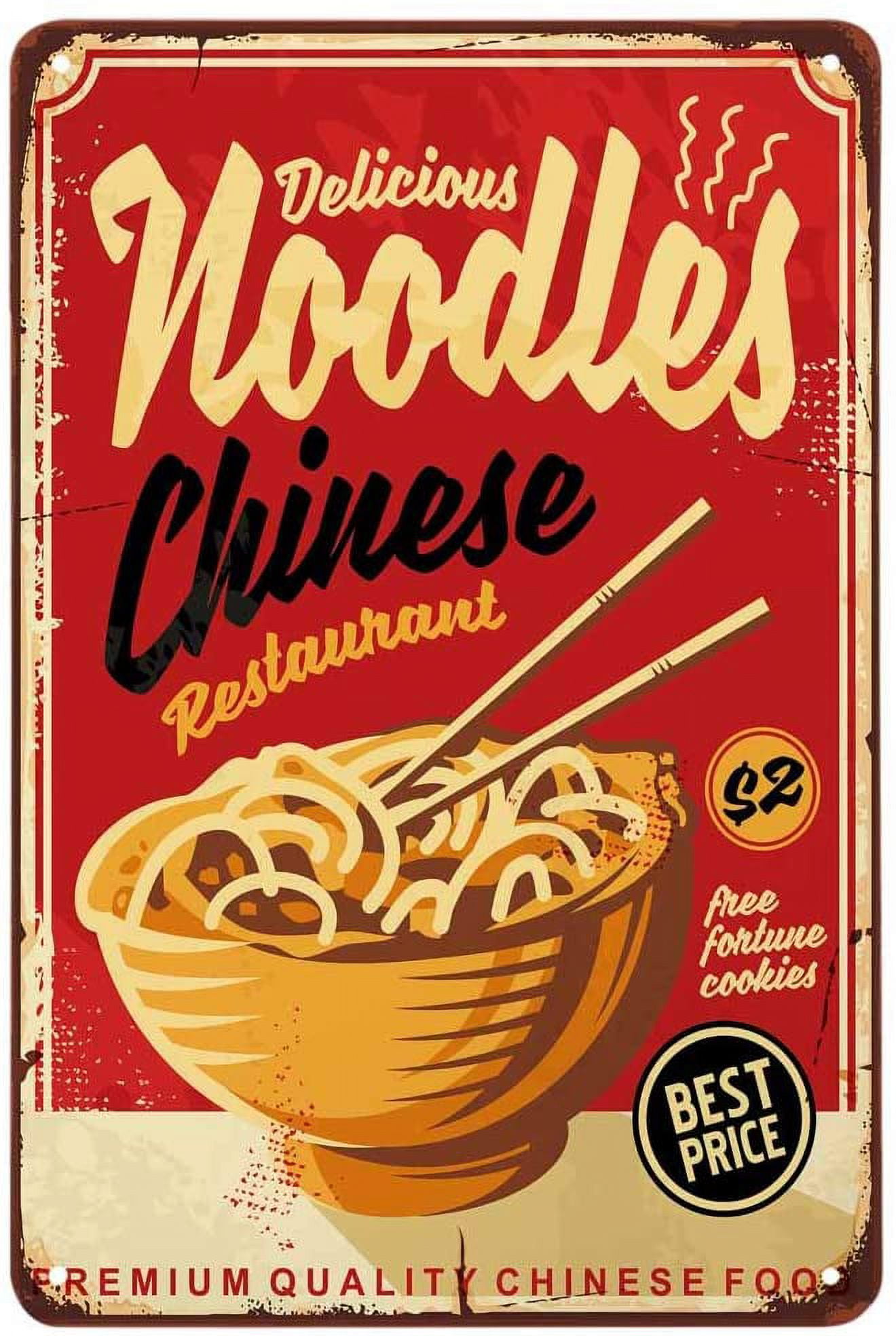 ASPORIC Noodle Tin Sign,Graphic Chinese Food Wave Fresh Bowl Striped ...