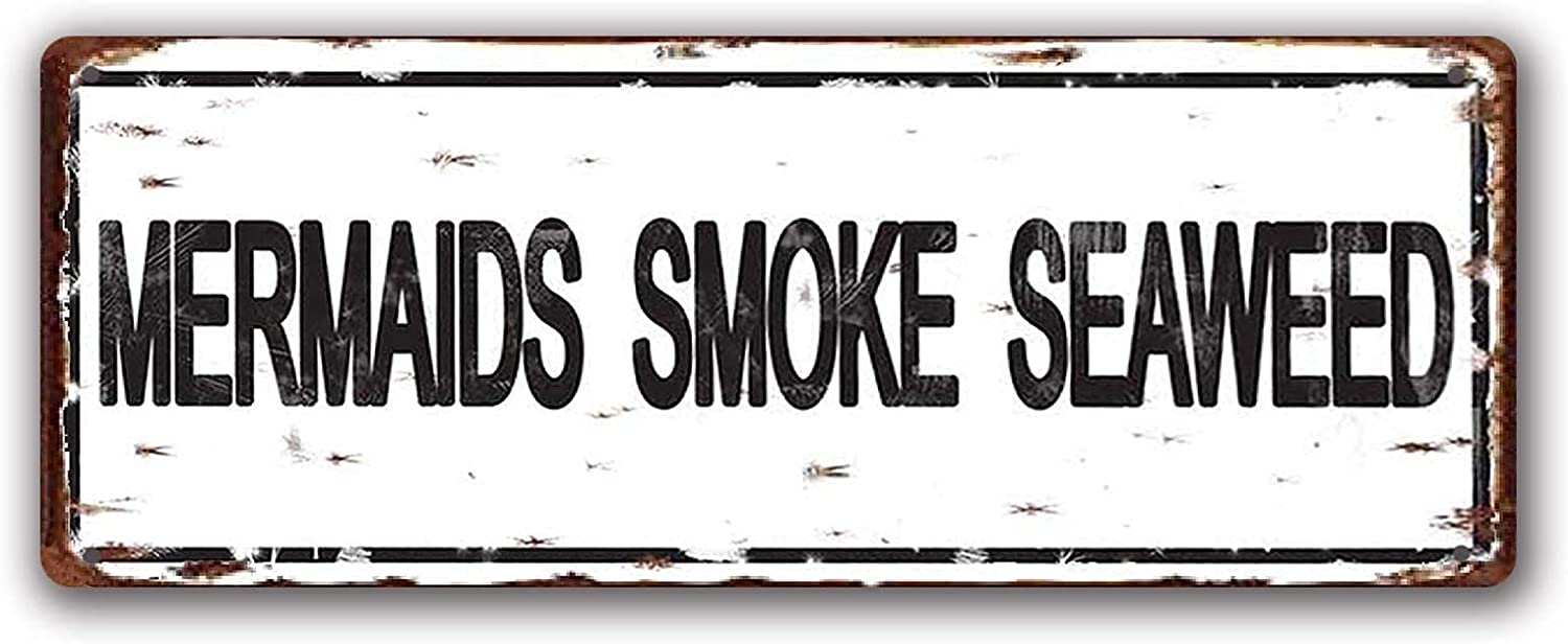 ASPORIC Novelty Tin Sign Metal Signs Wall Decor Mermaids Smoke Seaweed ...