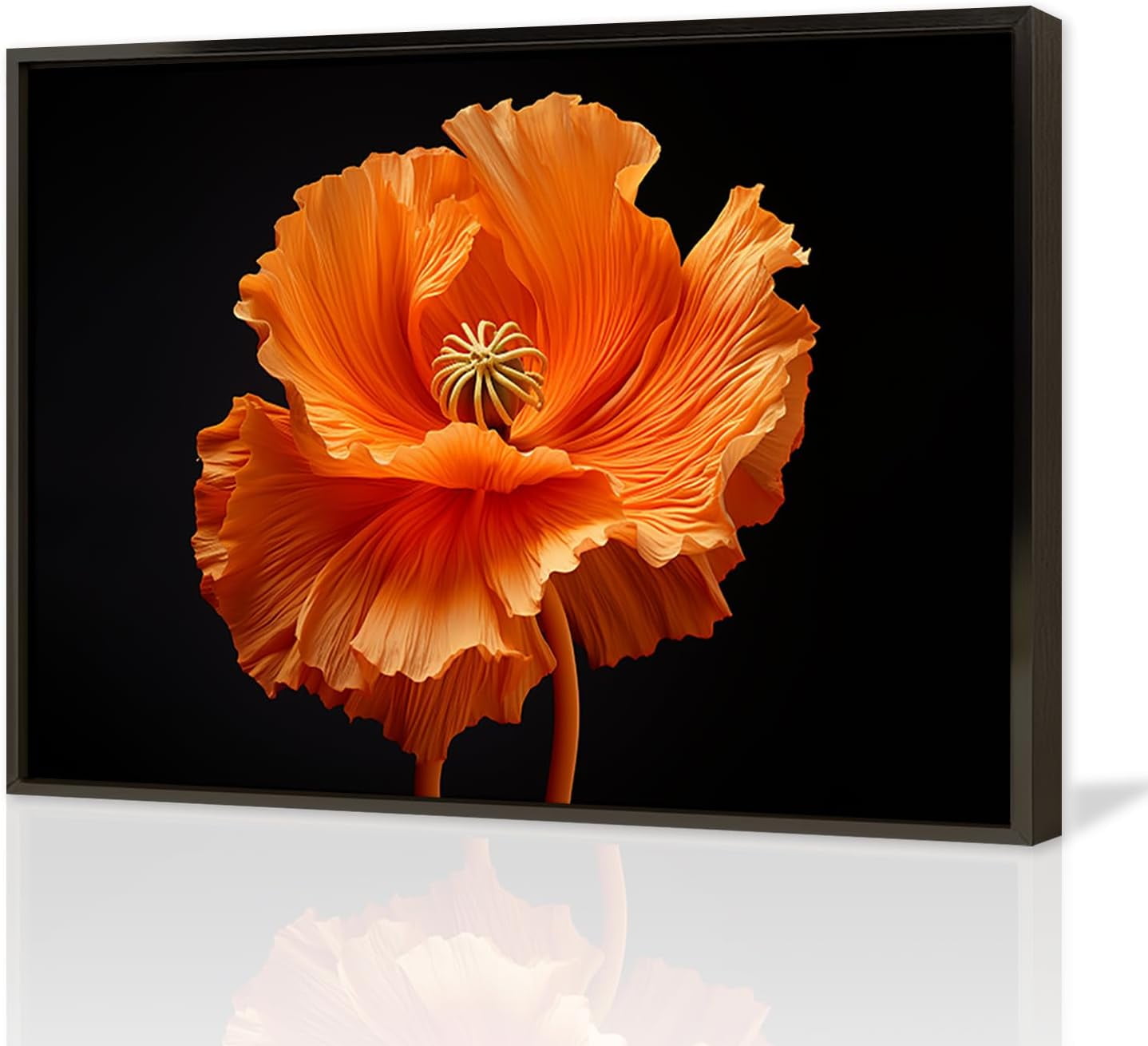 ASPORIC Orange Flower Canvas Painting Modern Abstract Wall Art Floral ...