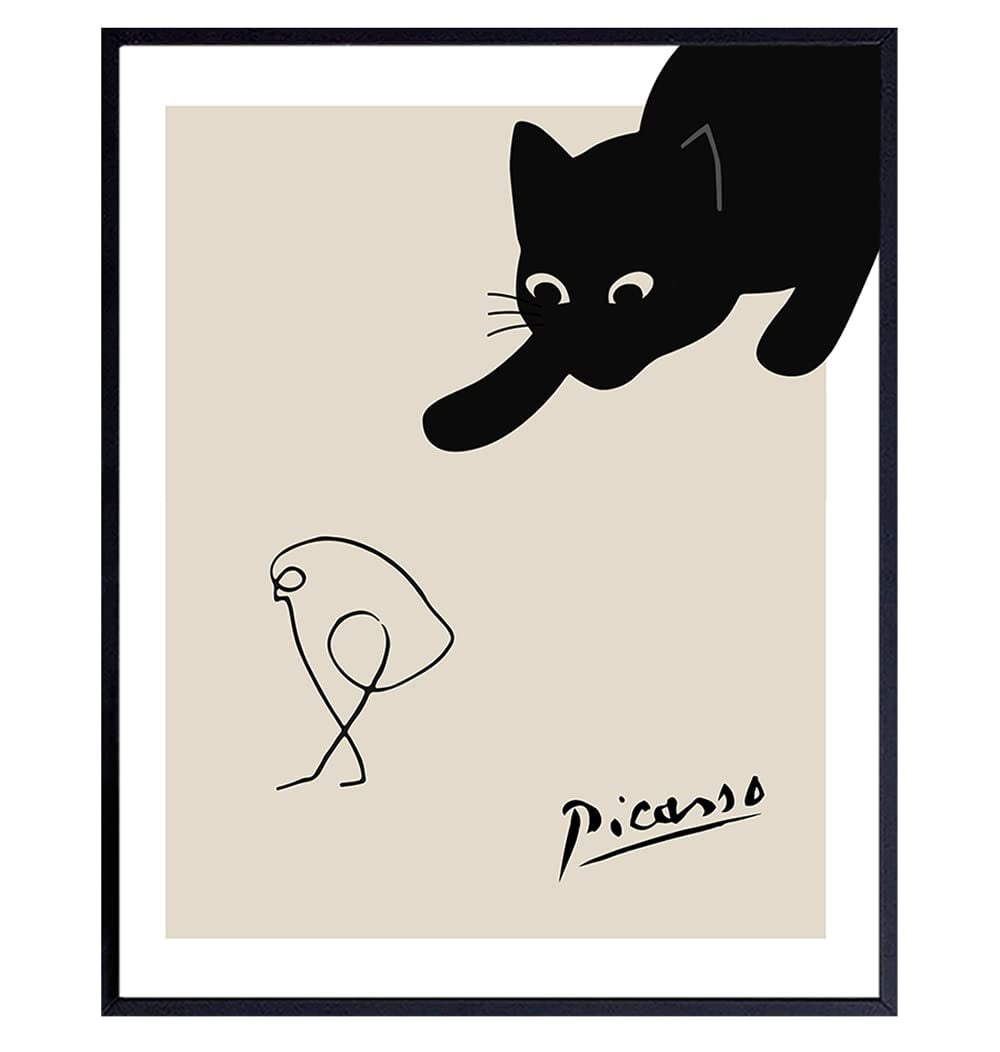 ASPORIC Pablo-Picasso-Wall-Art---Black-cat-Home-Decor---Cat-Wall-Art ...