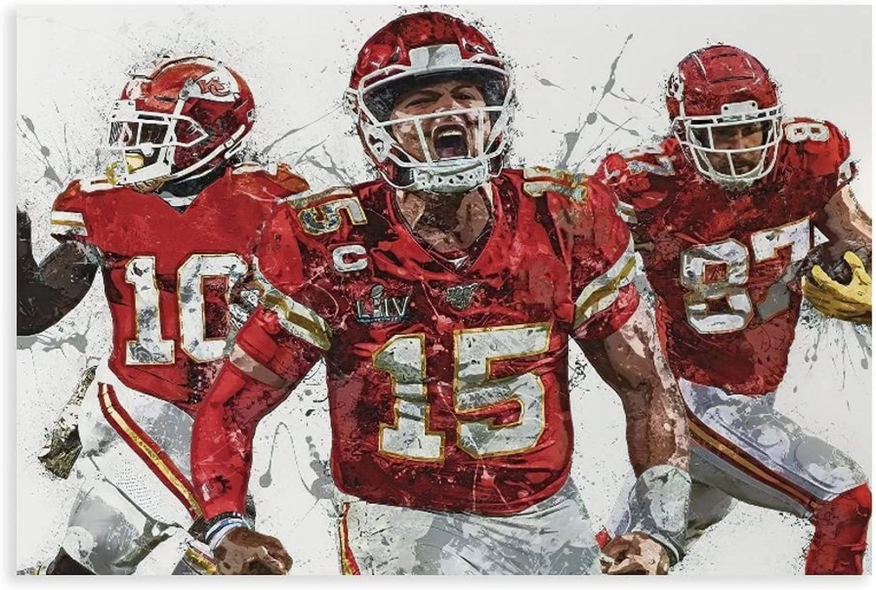 ASPORIC Patrick Mahomes, Tyreek Hill, Travis Kelce Poster Art Canvas ...