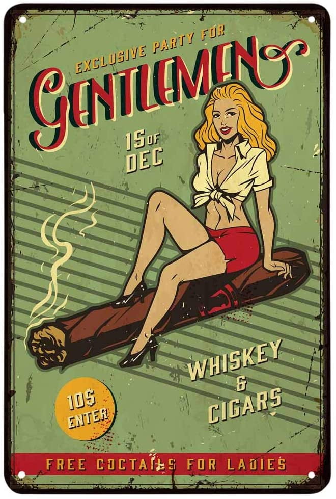 Asporic Pin Up Tin Sign Sex Women On Cigars With Letter Exclusive Party