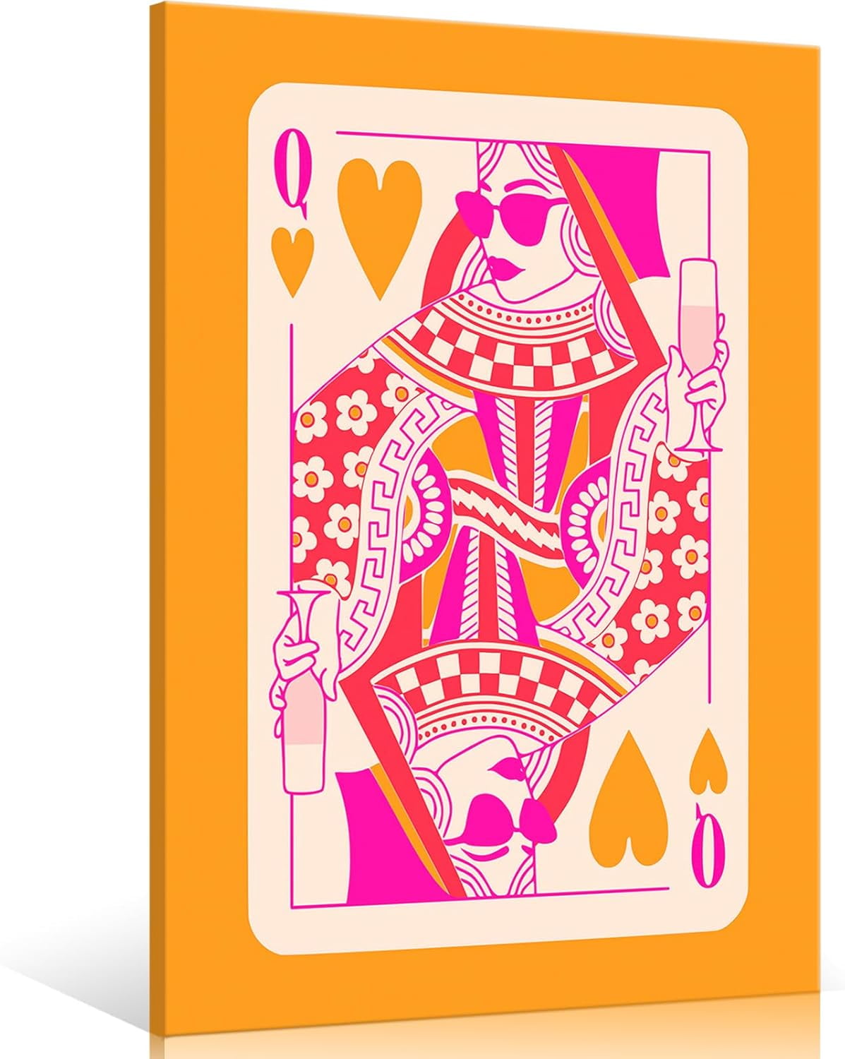 ASPORIC Pink Funky Queen of Hearts Playing Card Posters,Positive Room ...