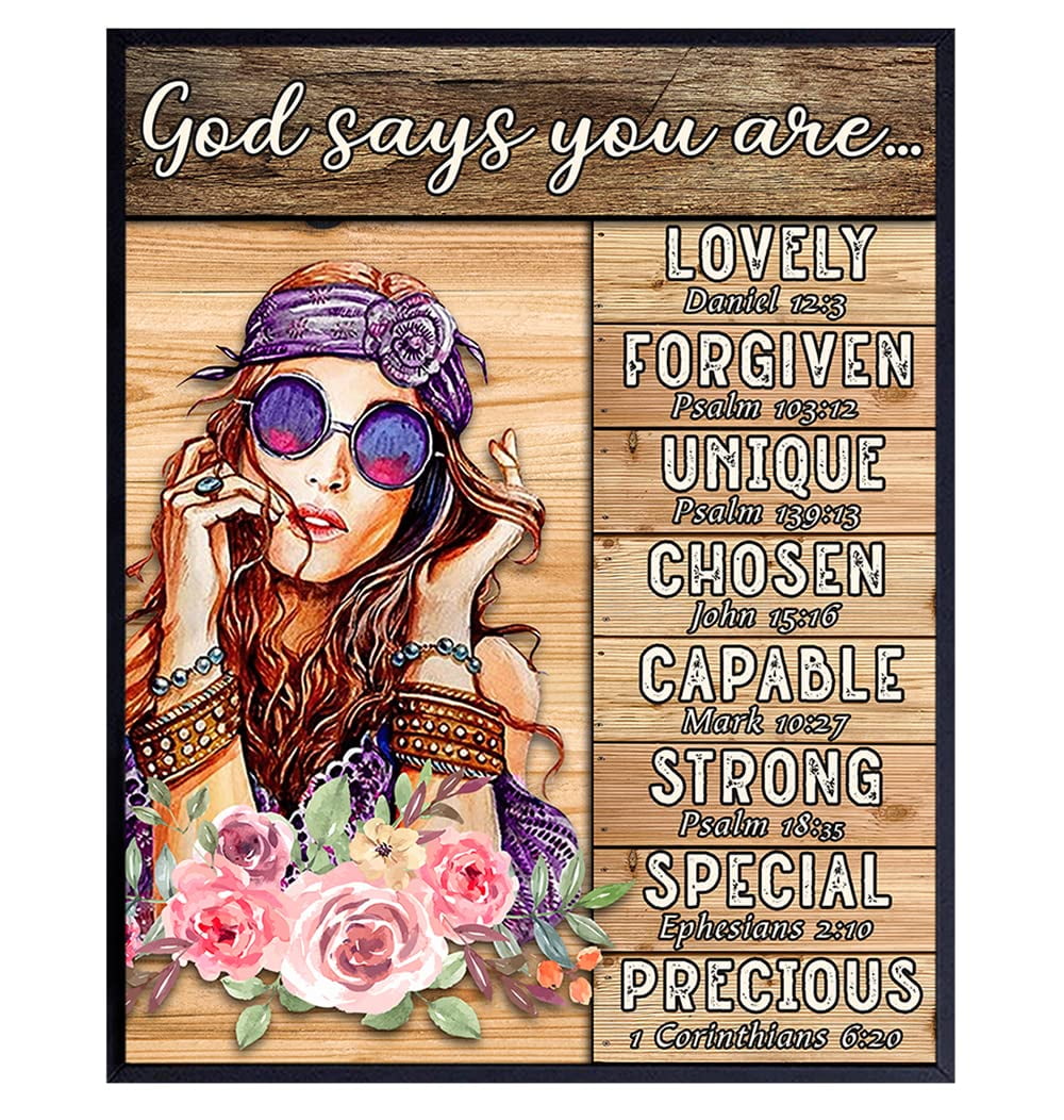 ASPORIC Positive Affirmations Bible Verses Decor - Boho Hippie Wall Art ...