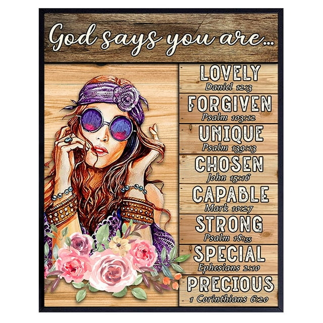 ASPORIC Positive Affirmations Bible Verses Decor - Boho Hippie Wall Art ...