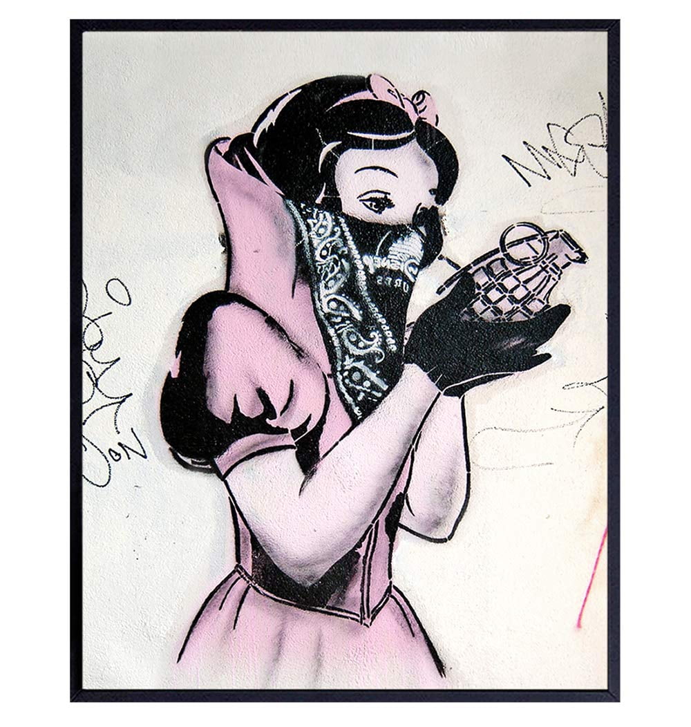 ASPORIC Poster Funny Gangster Snow White Hand Grenade - Urban Graffiti ...