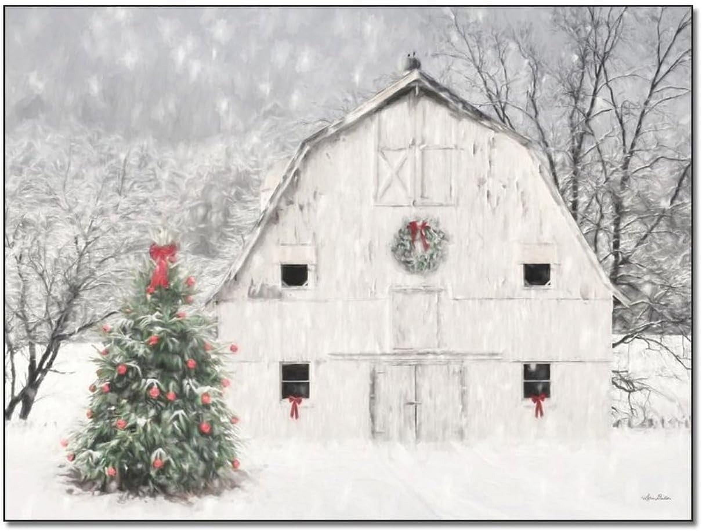 ASPORIC Posters Rustic Christmas Wall Art American Barn Wall Art Winter ...