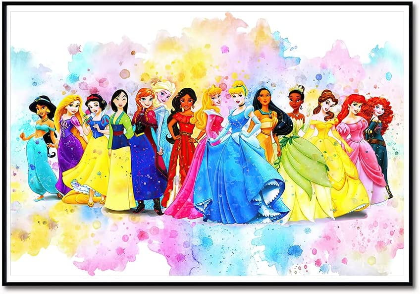 ASPORIC Princess Poster Princess Watercolor Prints Princess Room Wall ...