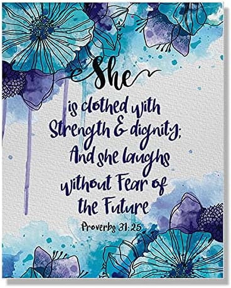 ASPORIC Proverbs 31:25 Watercolor Flower Canvas Prints Artwork Wall Art ...