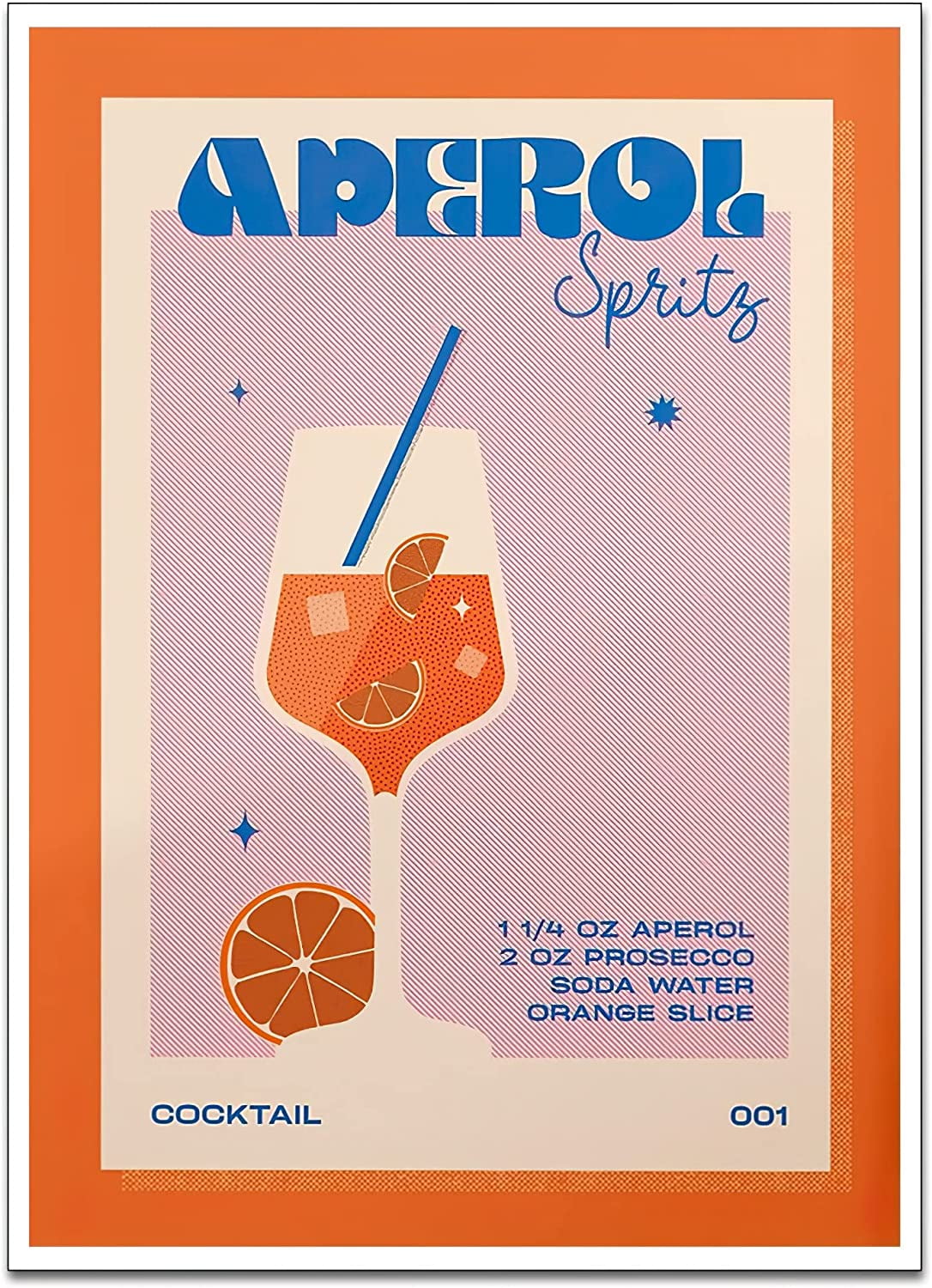 ASPORIC Retro-Cocktail-Aperol-Spritz-Poster-Blue-Orange-pink-Wall-Art ...