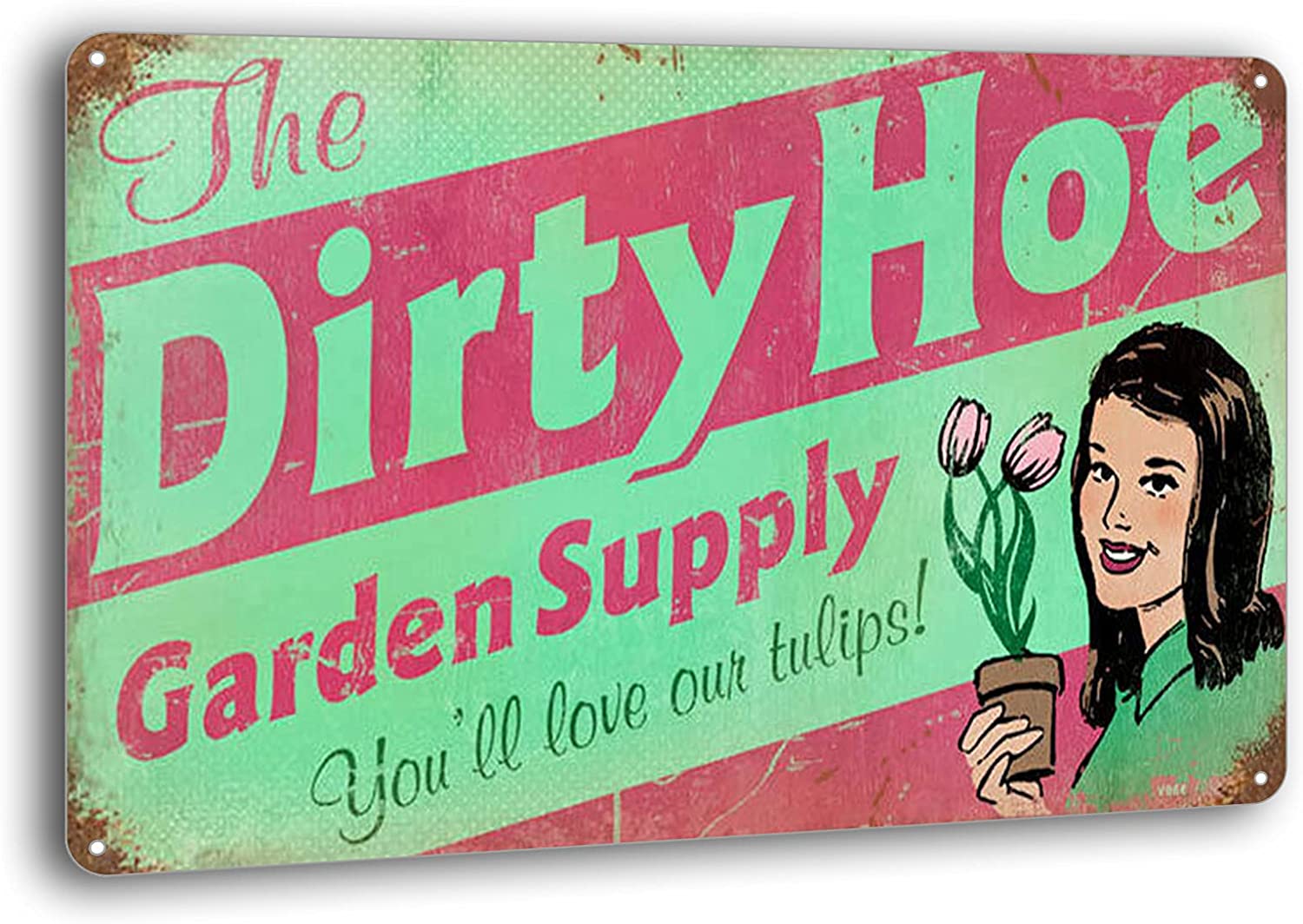 ASPORIC Retro Dirty Hoe Garden Metal Tin Signs - Vintage Coffee Room ...