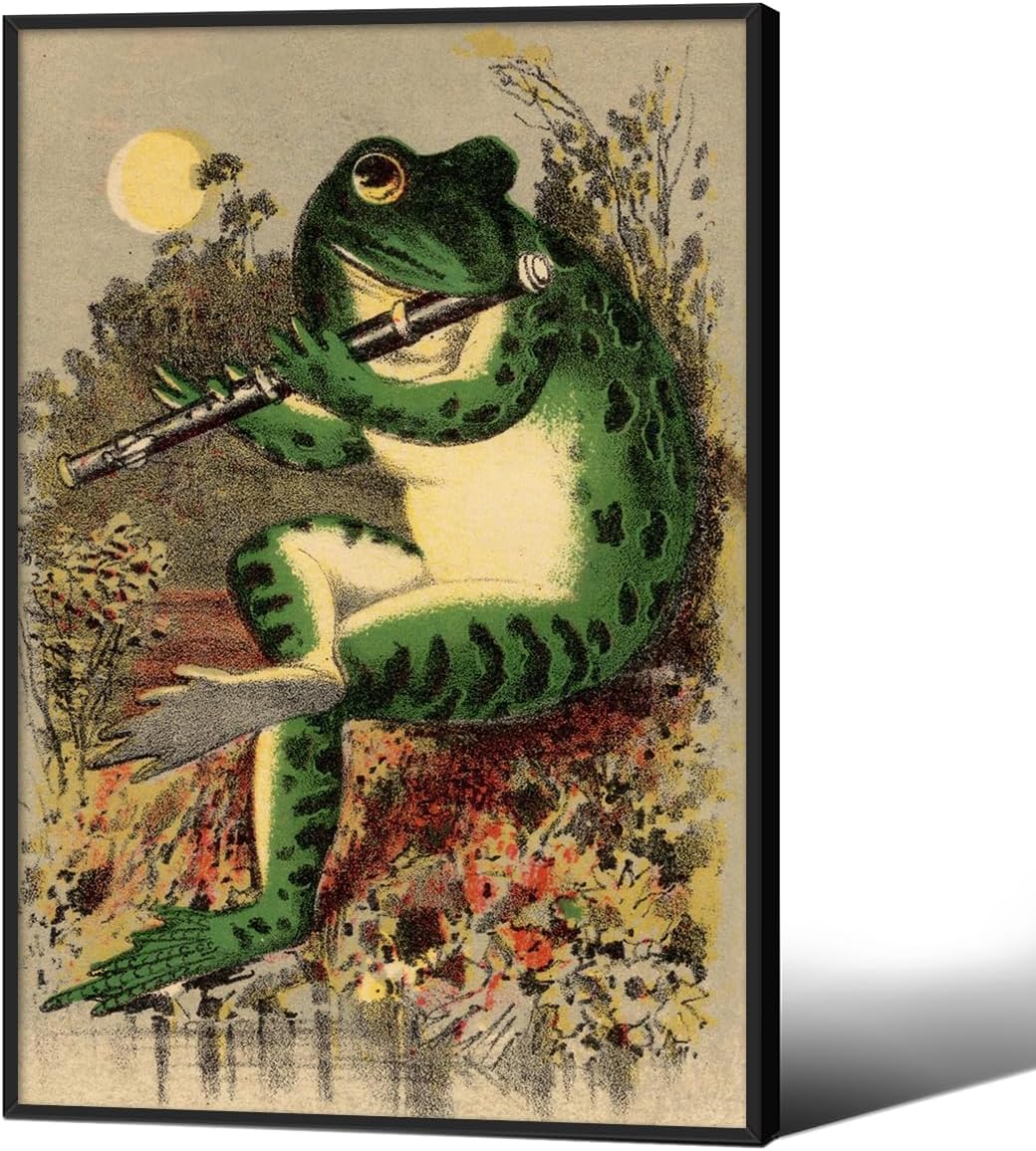 ASPORIC Retro Frog Poster Funny Banjo Frog Canvas Wall Art Posters ...