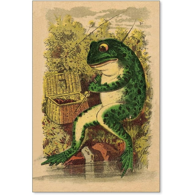 ASPORIC Retro Frog Poster Funny Banjo Frog Canvas Wall Art Posters ...