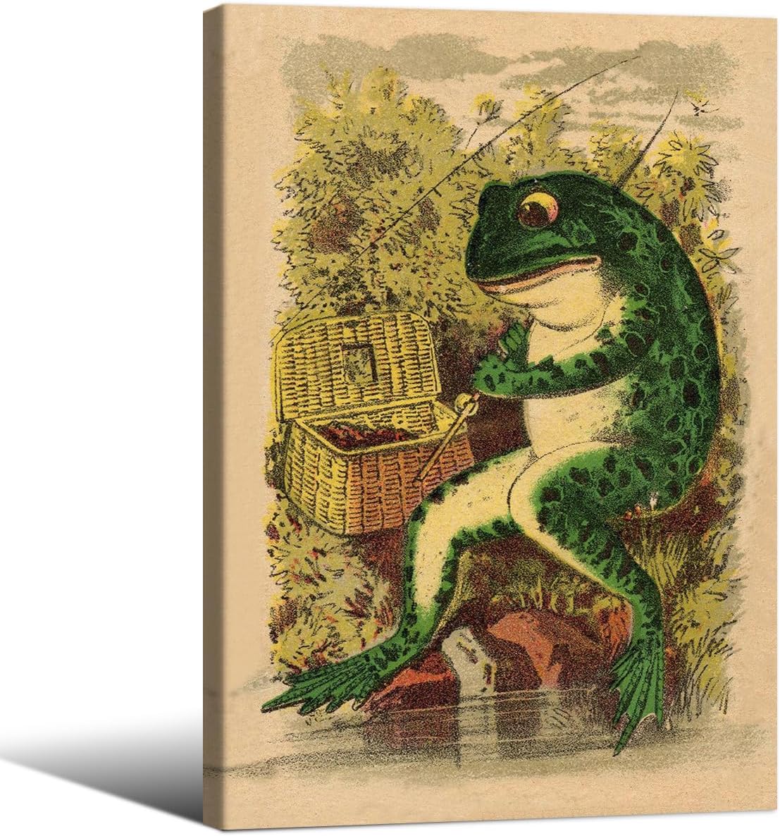 ASPORIC Retro Frog Poster Funny Banjo Frog Canvas Wall Art Posters ...