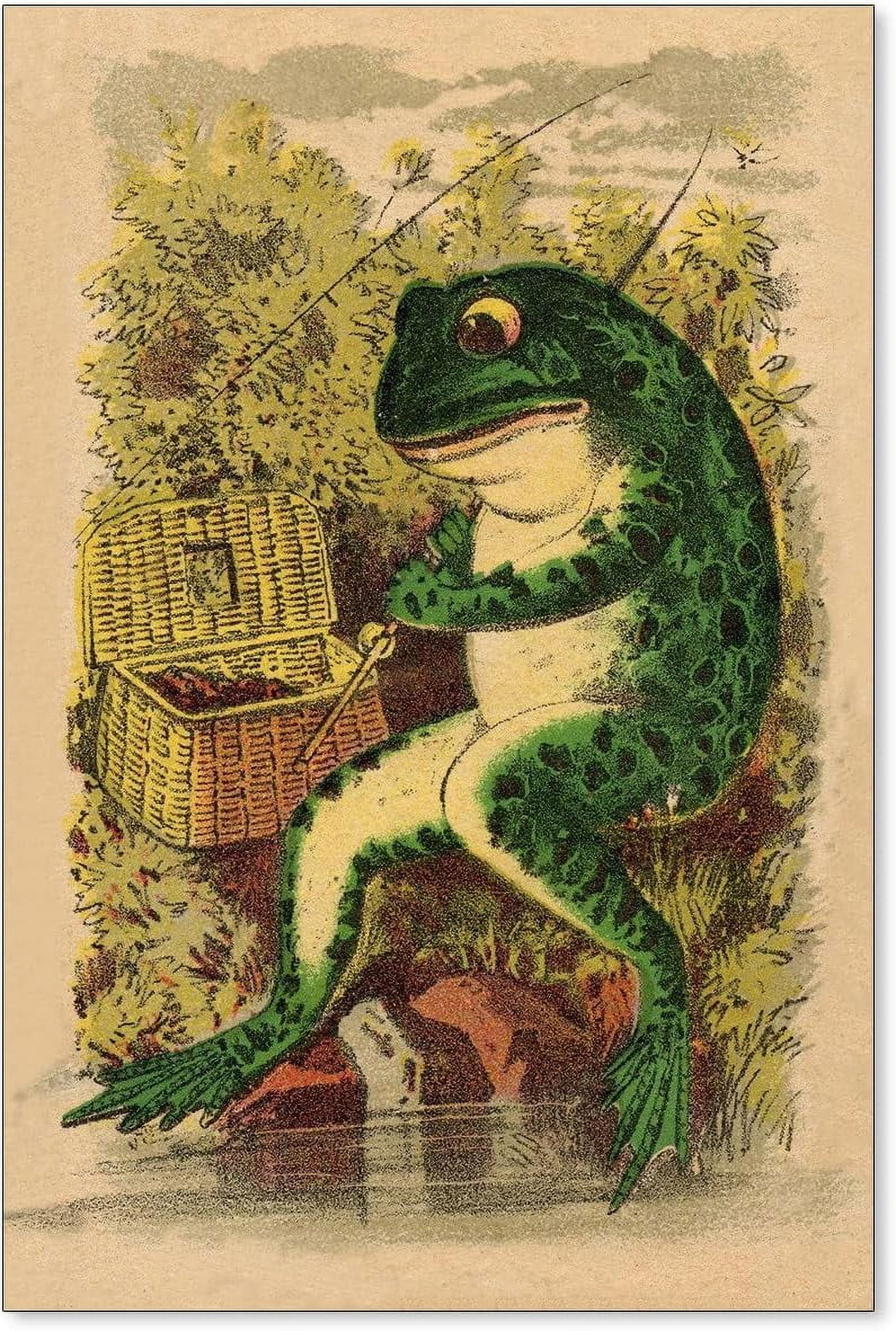 ASPORIC Retro Frog Poster Funny Banjo Frog Canvas Wall Art Posters ...