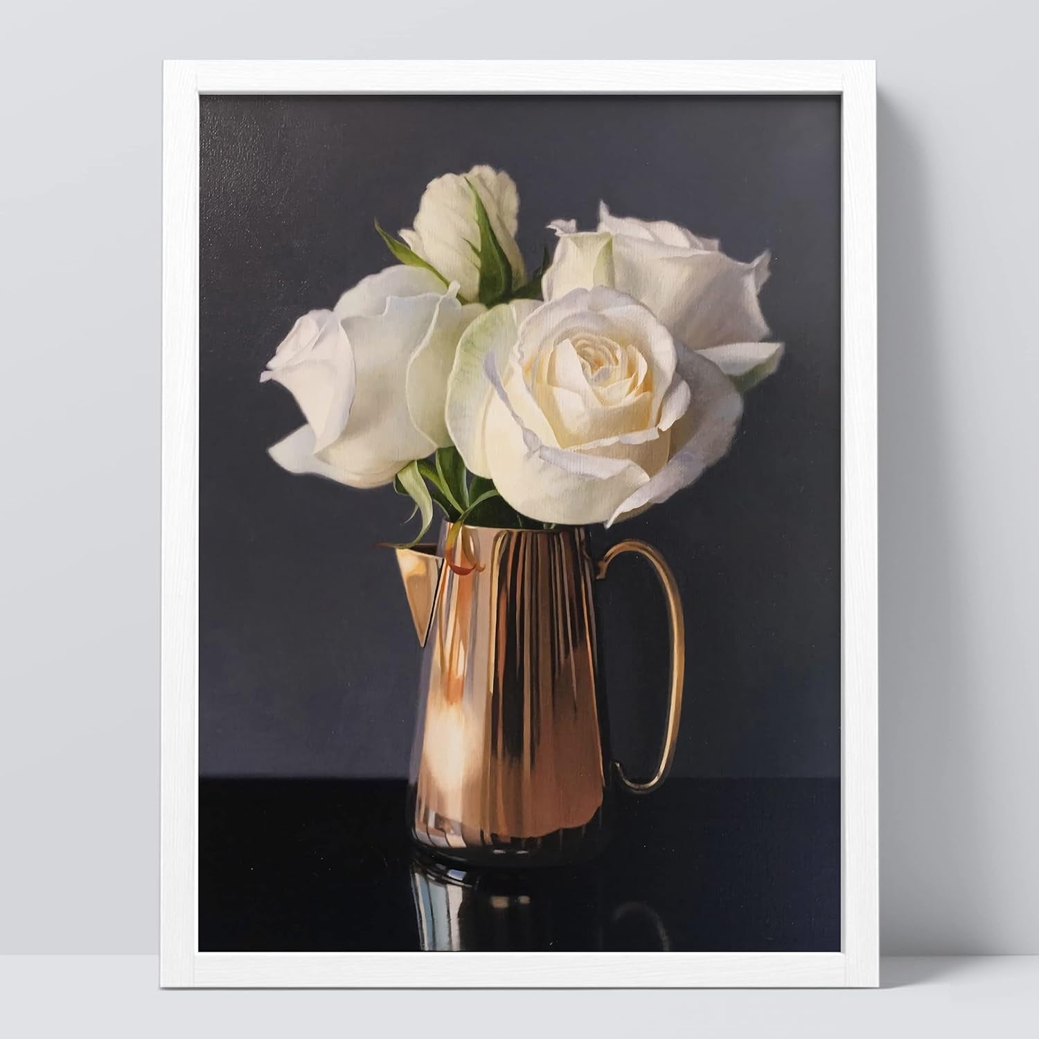 ASPORIC Rose Flower Bouquet in Bronze Pitcher Wall Art, Floral ...