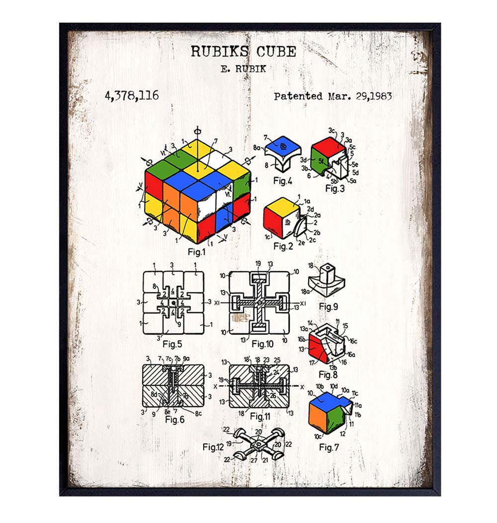 ASPORIC Rubiks Cube Patent Art Sign - Photo, Wall Poster Picture ...