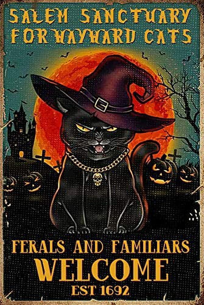 ASPORIC Salem Sanctuary for Wayward Cats Cat Halloween Tin Sign Cafe ...