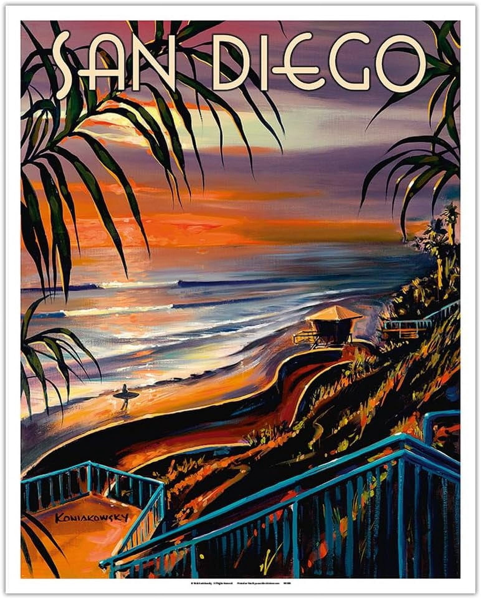 ASPORIC San Diego - California Sunset - Vintage Travel Poster by Wade ...