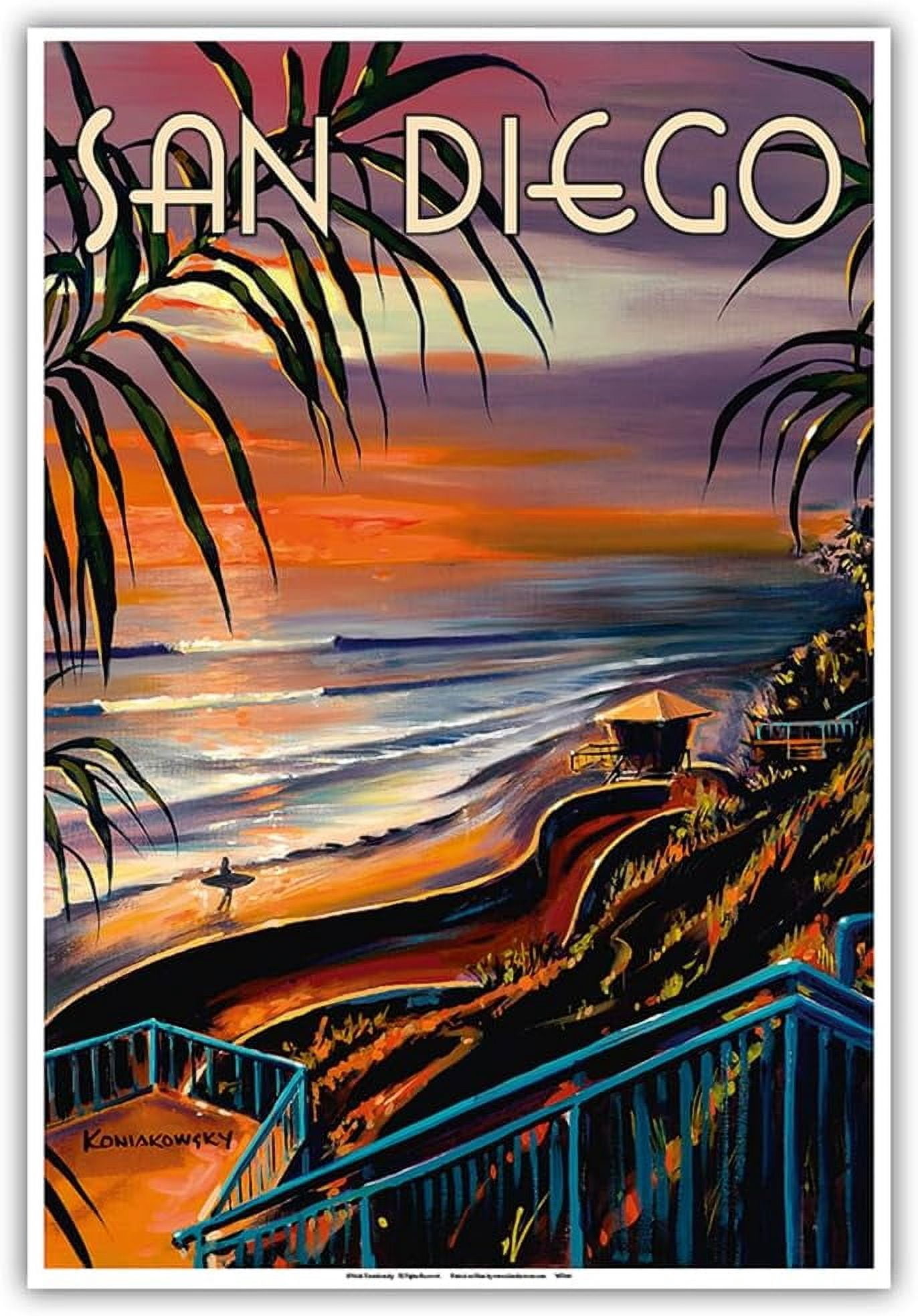 ASPORIC San Diego - California Sunset - Vintage Travel Poster by Wade ...
