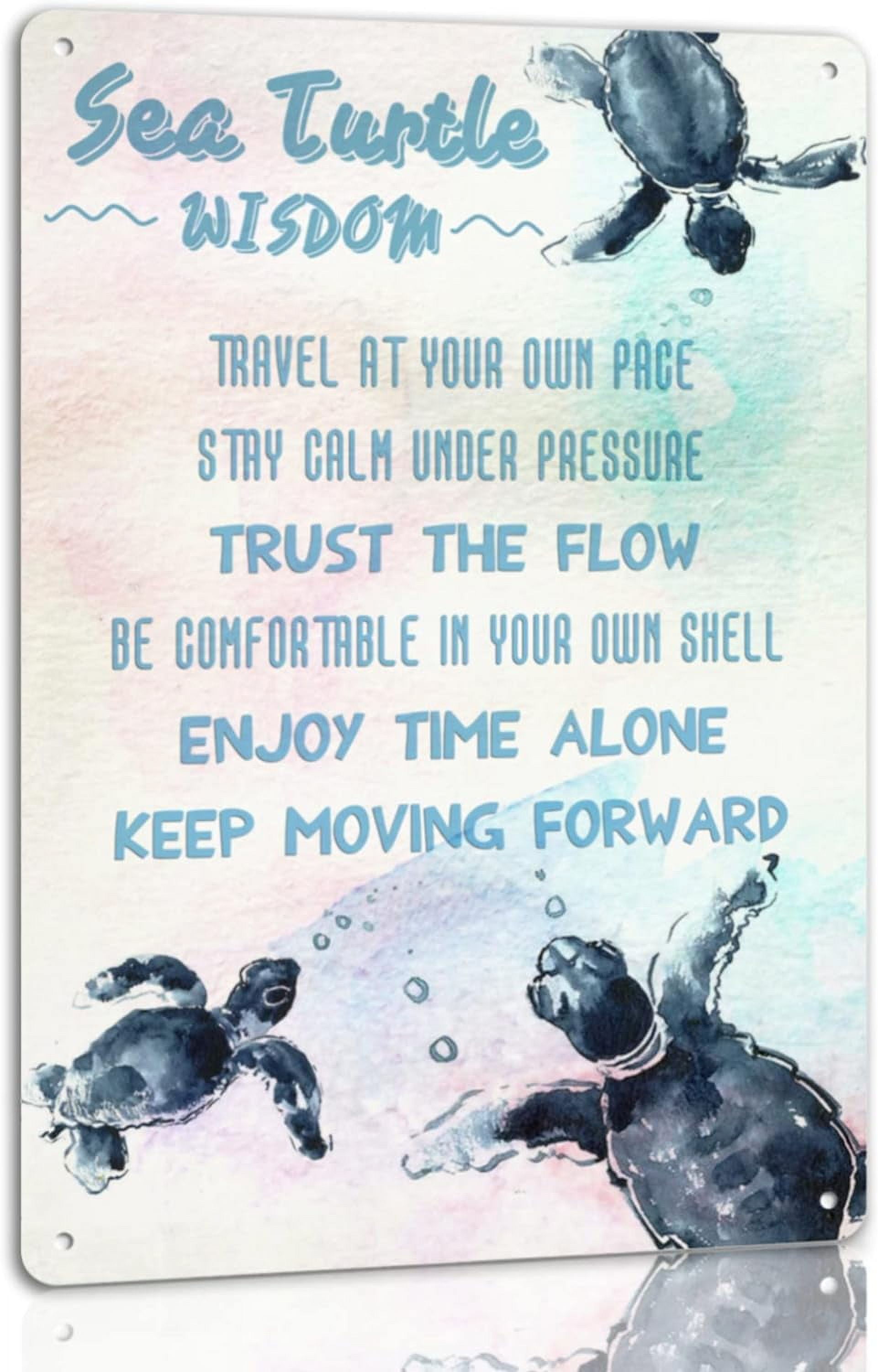 ASPORIC Sea Turtle Wisdom Metal Sign Sea Turtle Tin Signs Inspirational ...