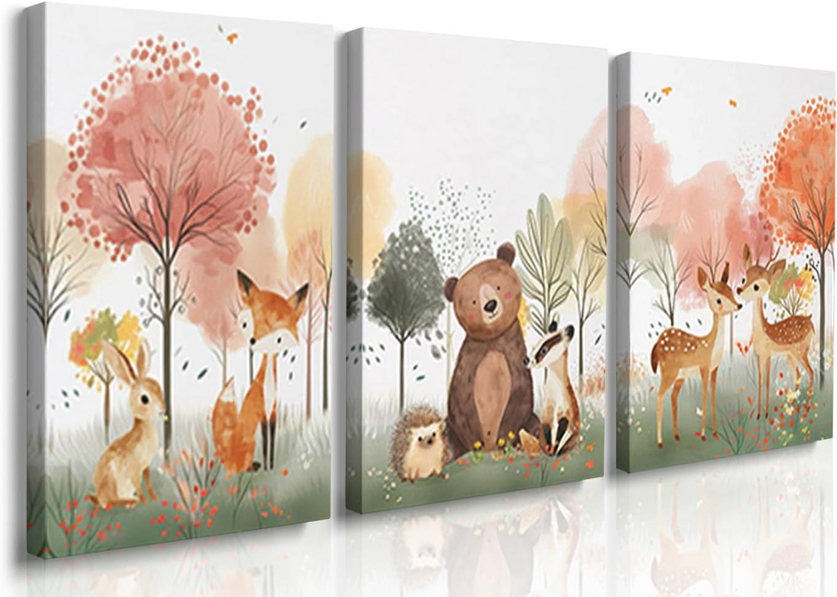 ASPORIC Set of 3 Woodland Animal Nursery Prints,Blossom Tree Bedroom ...