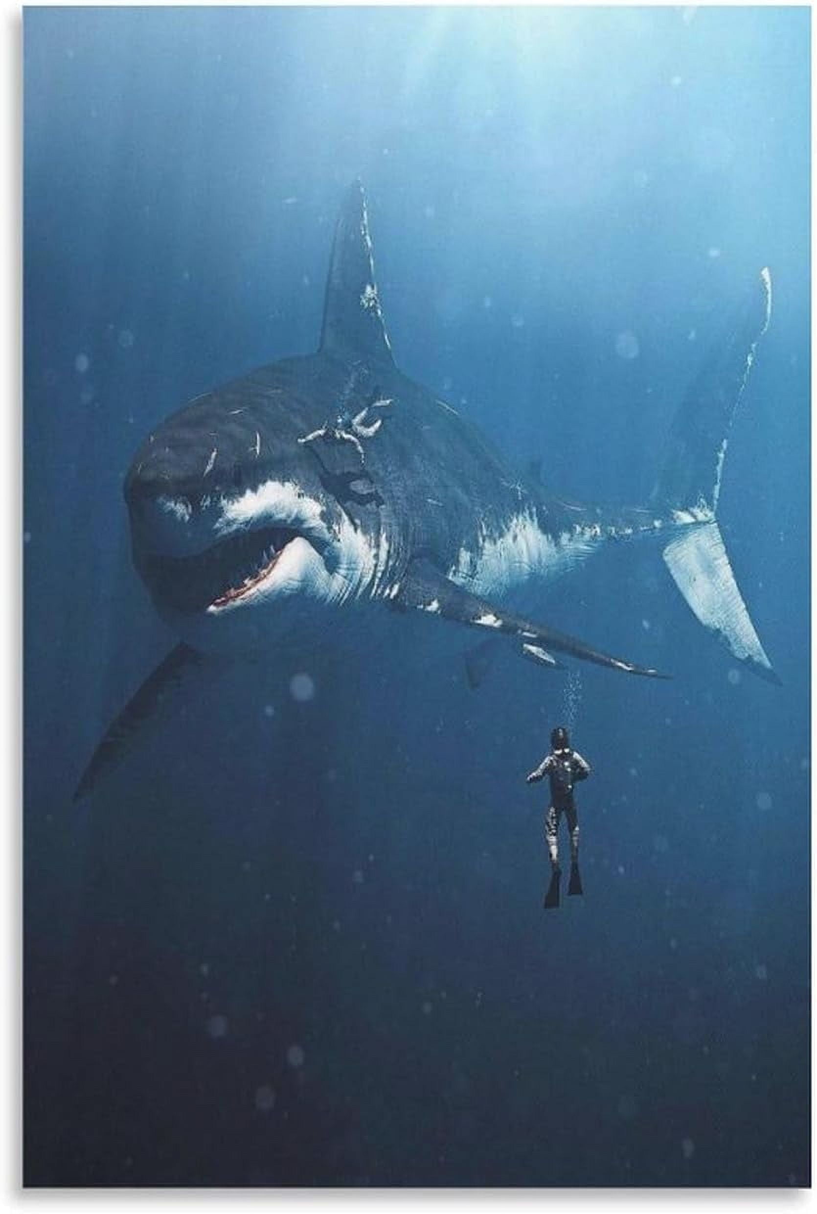 ASPORIC Shark Animal Megalodon Impression Oil Painting Art Picture ...