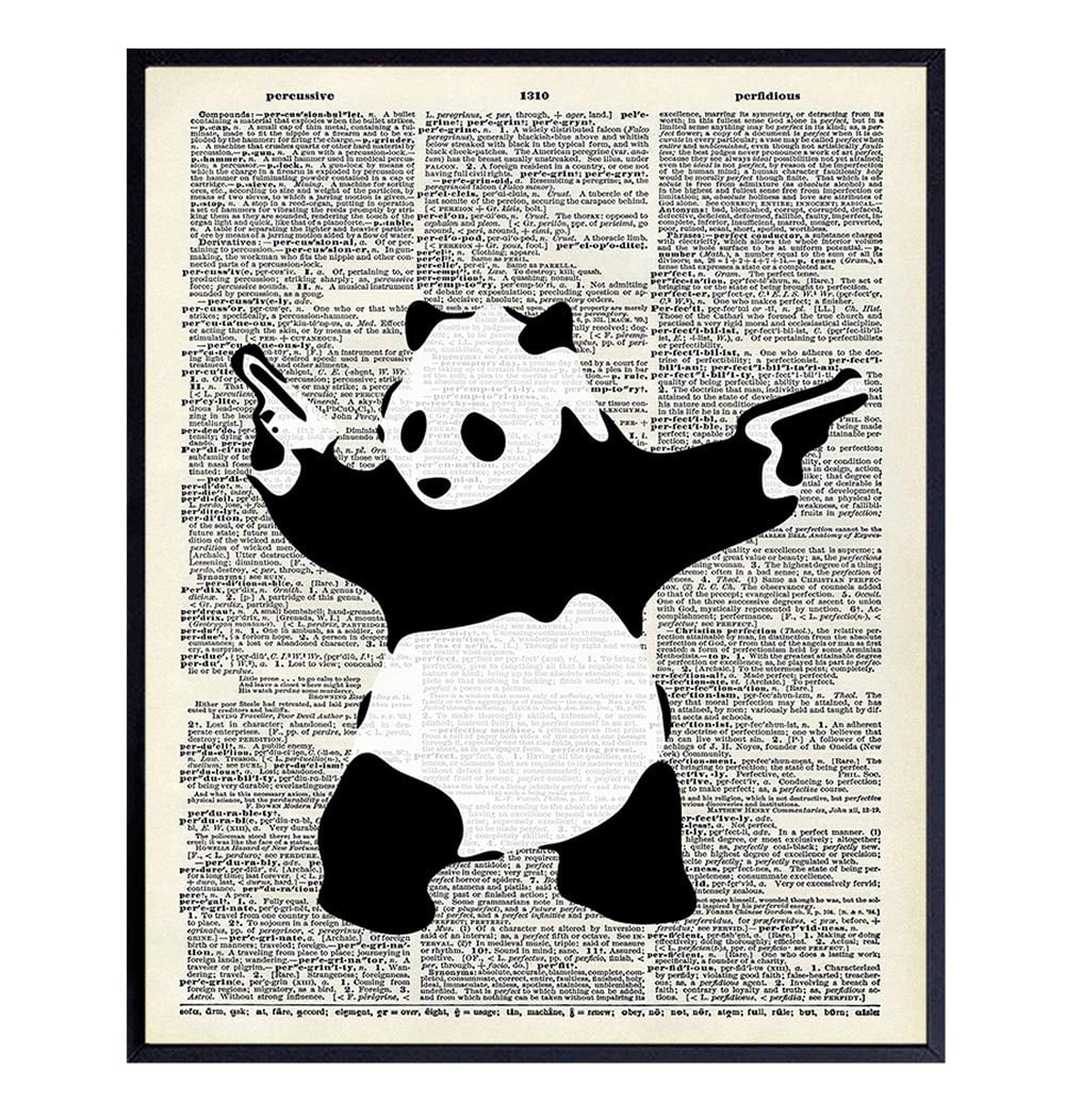 ASPORIC Shooting Panda Poster Graffiti Wall Art, Home Decor, Decoration ...