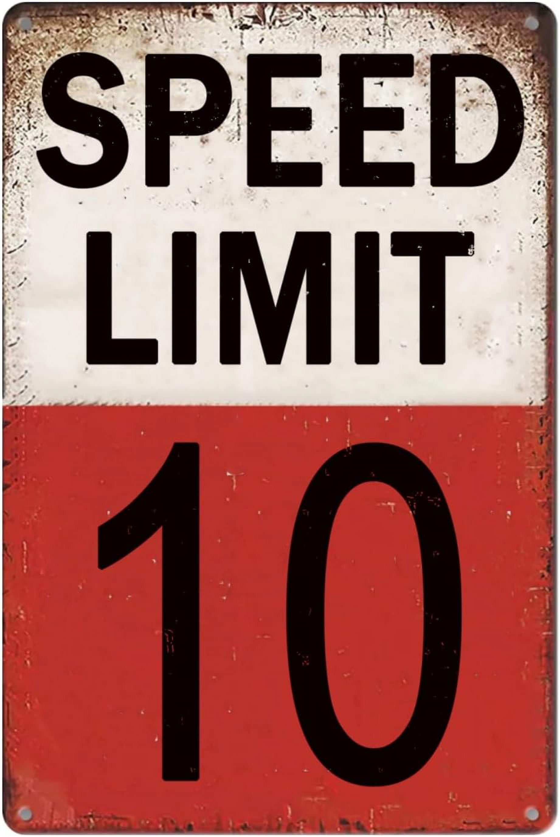 ASPORIC Speed Limit 10 Mph Sign Vintage Tin Metal Sign Speed Limit ...