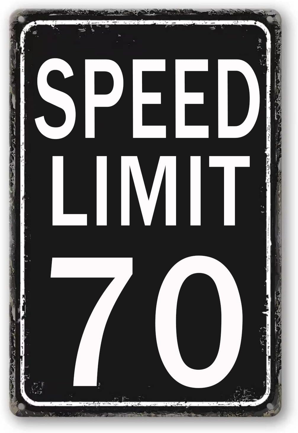 ASPORIC Speed Limit Sign Funny Metal Tin Signs Speed Limit 70 Sign ...