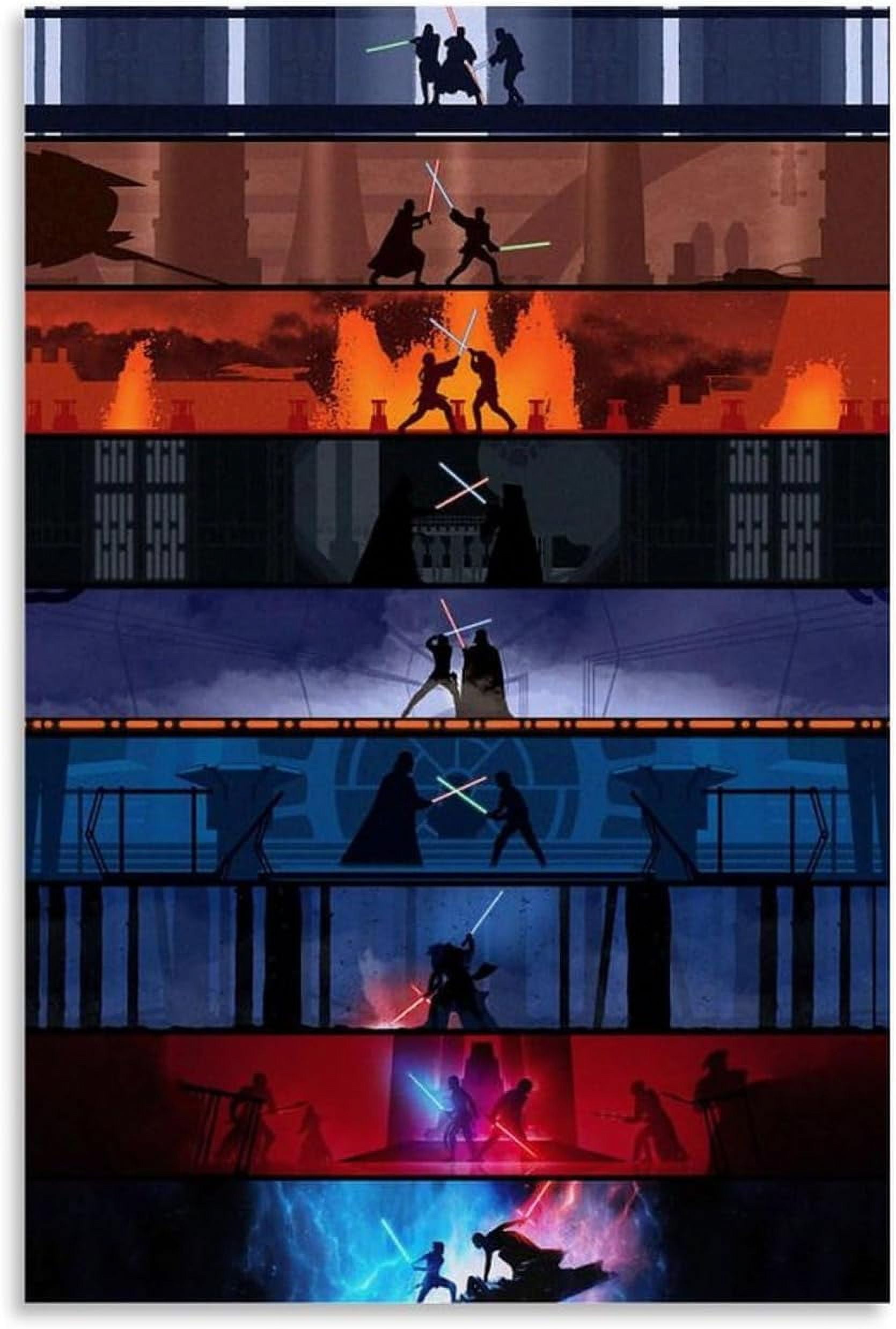 ASPORIC Star Movie Wars Poster Darth Vader Jedi Fight Poster 90s Canvas ...