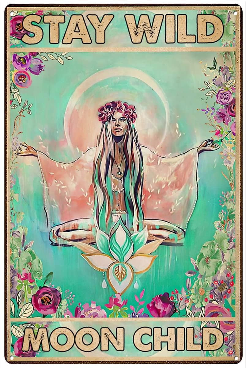 ASPORIC Stay Wild Moon Child Poster, Yoga Poster, Mediation Hippie Girl ...