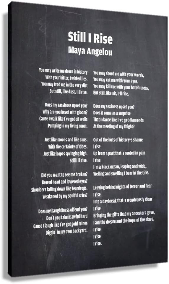 ASPORIC Still-I-Rise-Poem-Wall-Art-Maya-Angelou-Quote-Poster-Maya ...