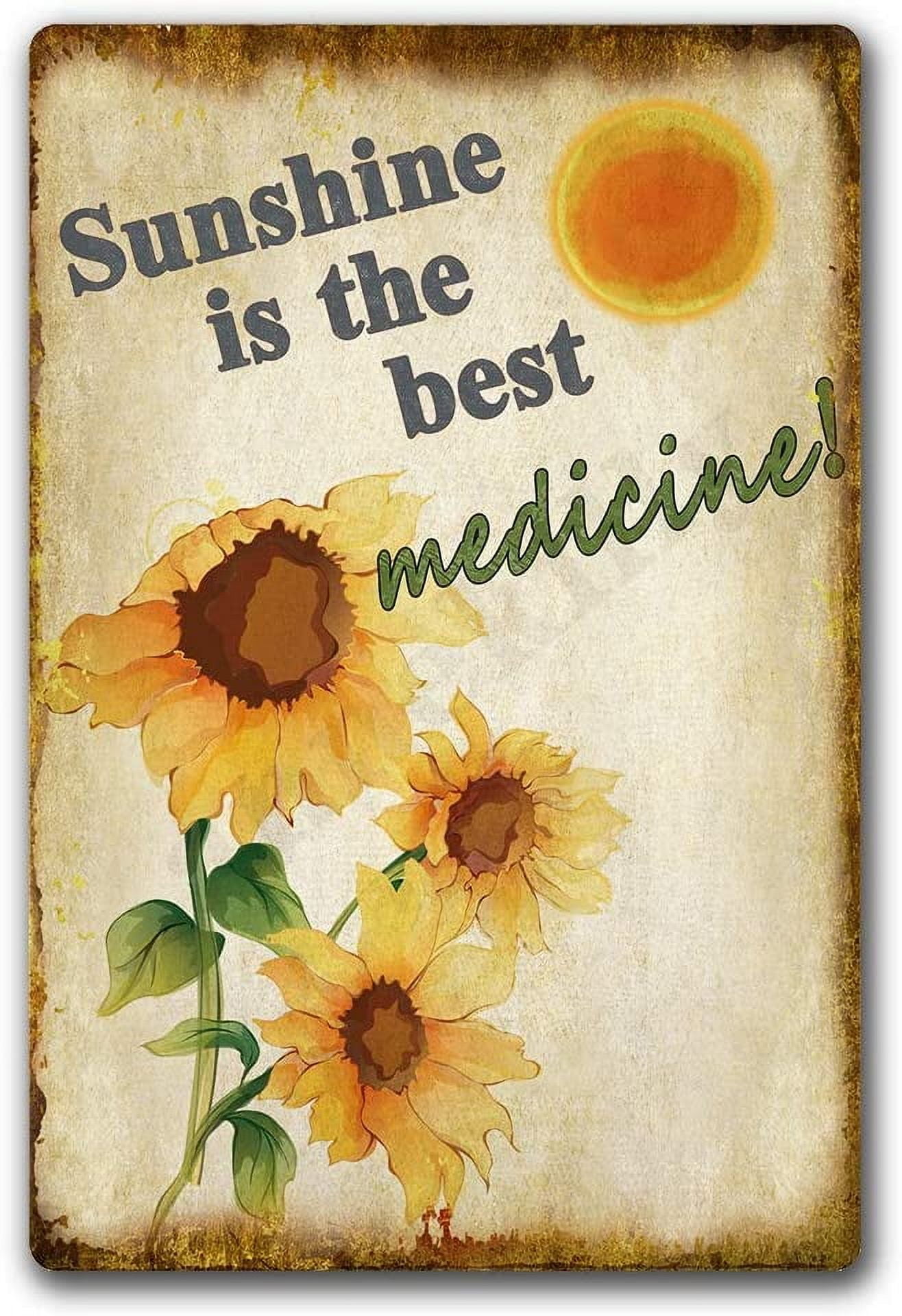 ASPORIC Sunflower Sign Sunshine Is The Best Medicine Sunflowers Retro ...