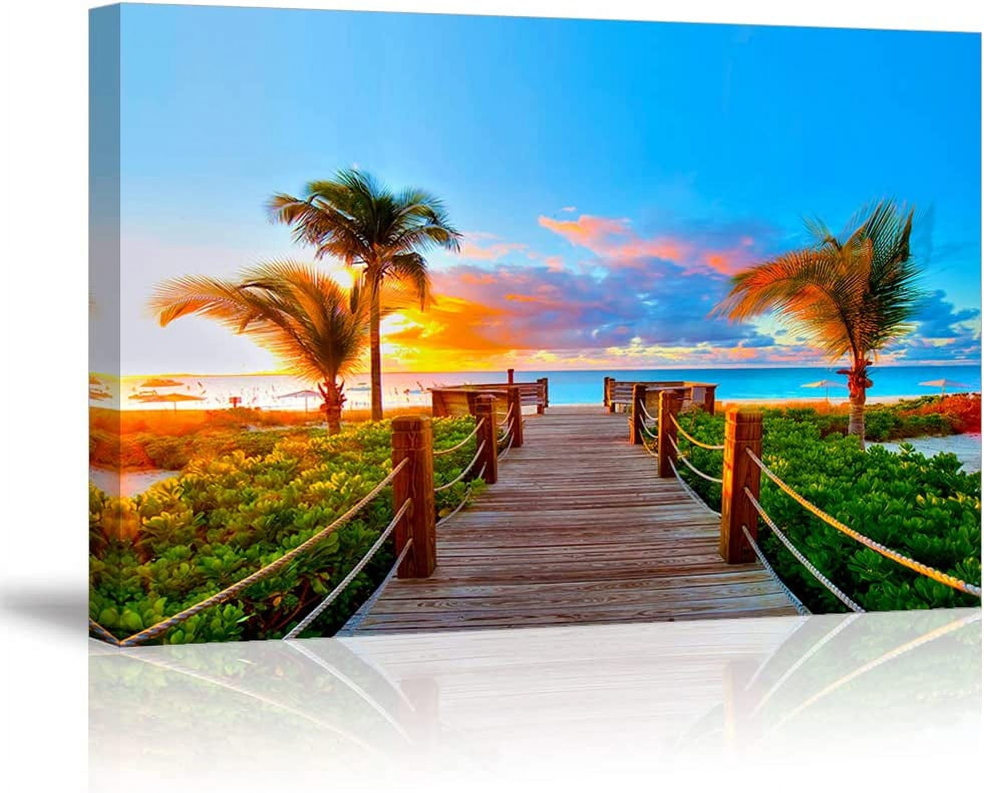 ASPORIC TEKMENT Tropical Beach Painting Decor, SZ 1 Piece Palm Tree ...