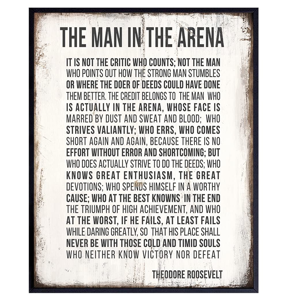 ASPORIC Teddy Roosevelt Man in the Arena Inspirational Quote Wall Art ...