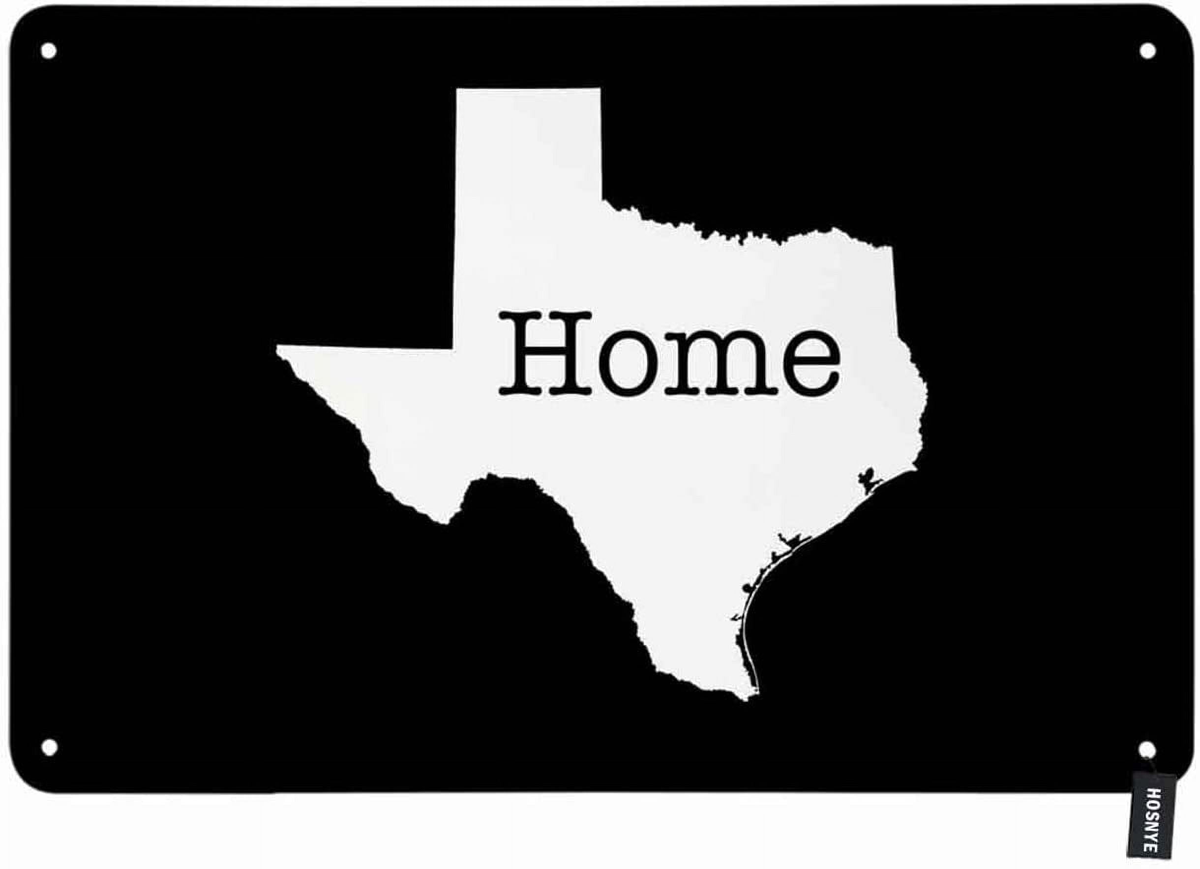 ASPORIC Texas State Outline Tin Sign White on Black with Text Home ...